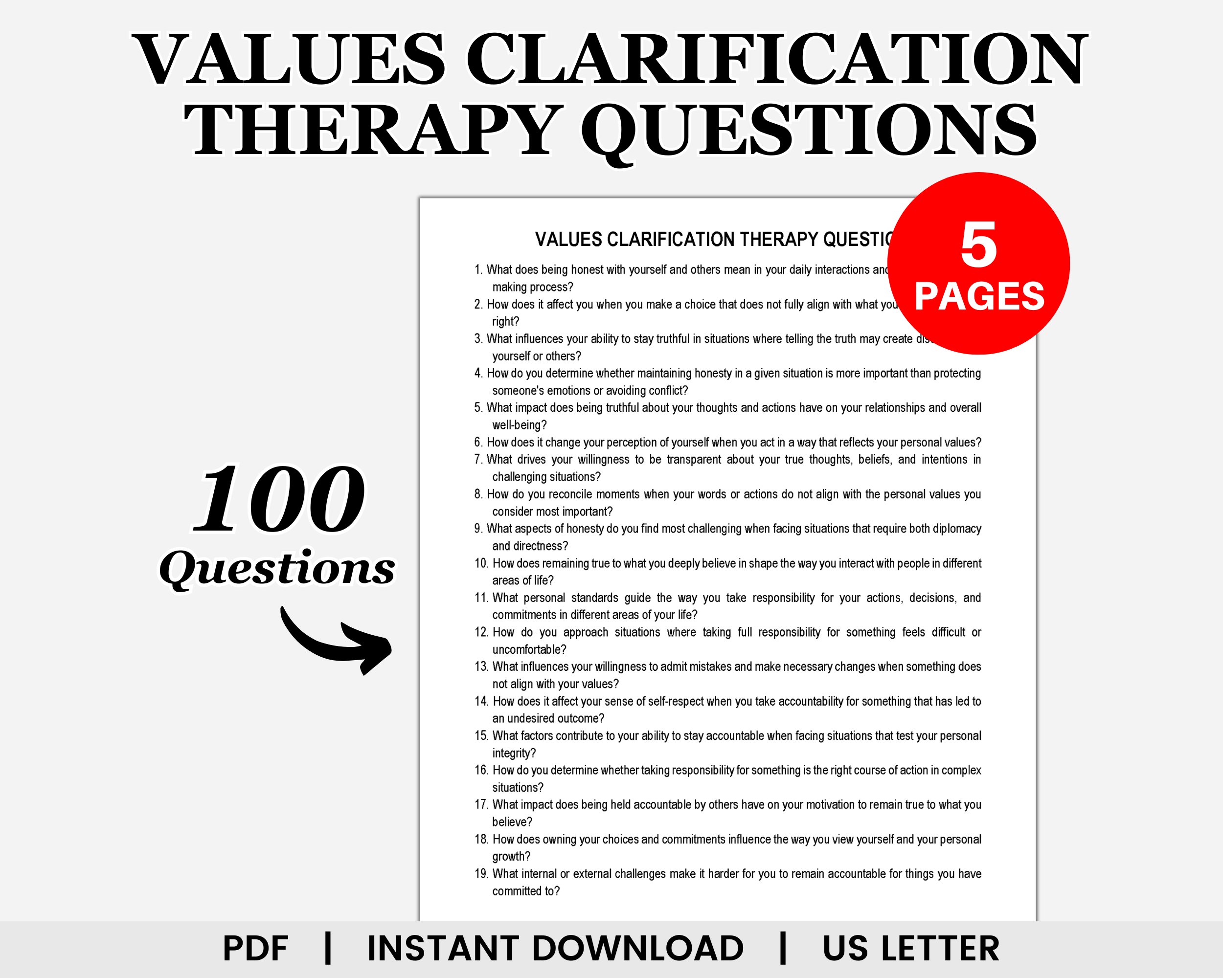 Values Clarification Therapy Questions, Personal Values, Personal ...