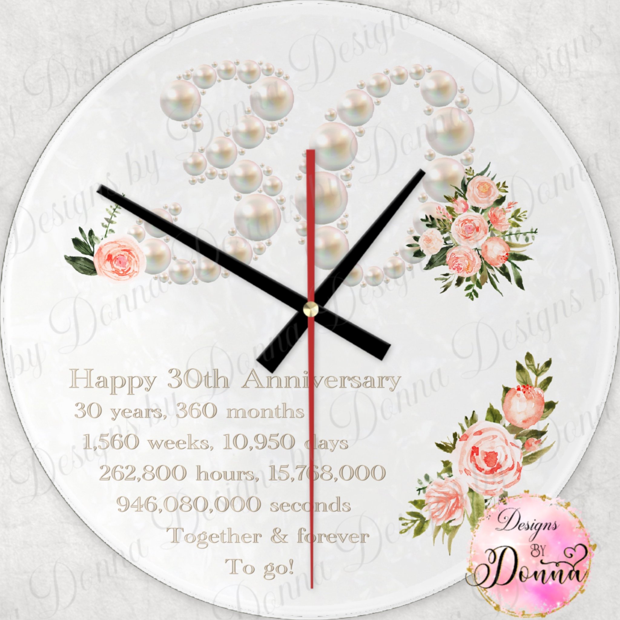 30th pearl anniversary clock template - Payhip