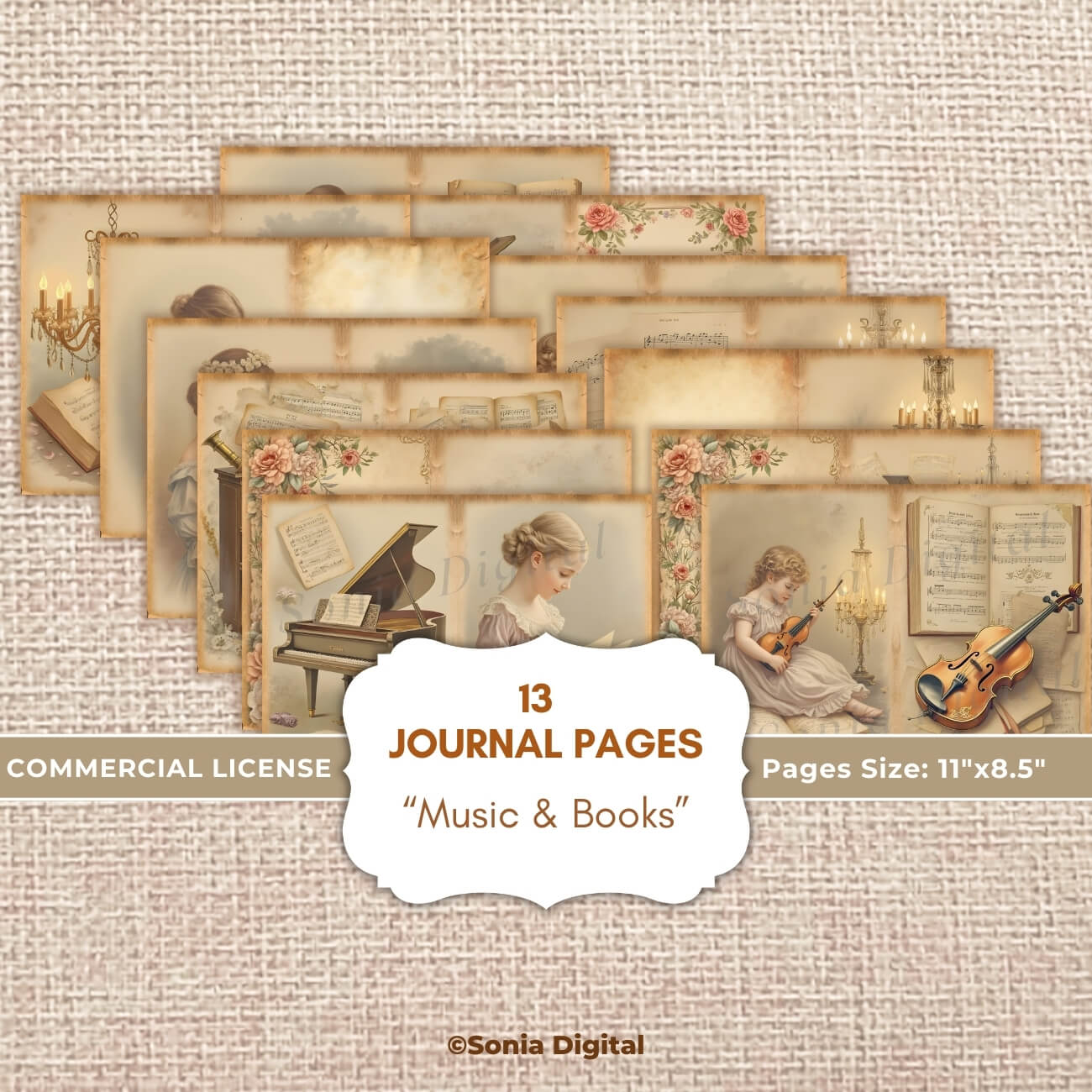“Music & Books”: Journal Pages, Scrapbooking & Junk Journal creations.