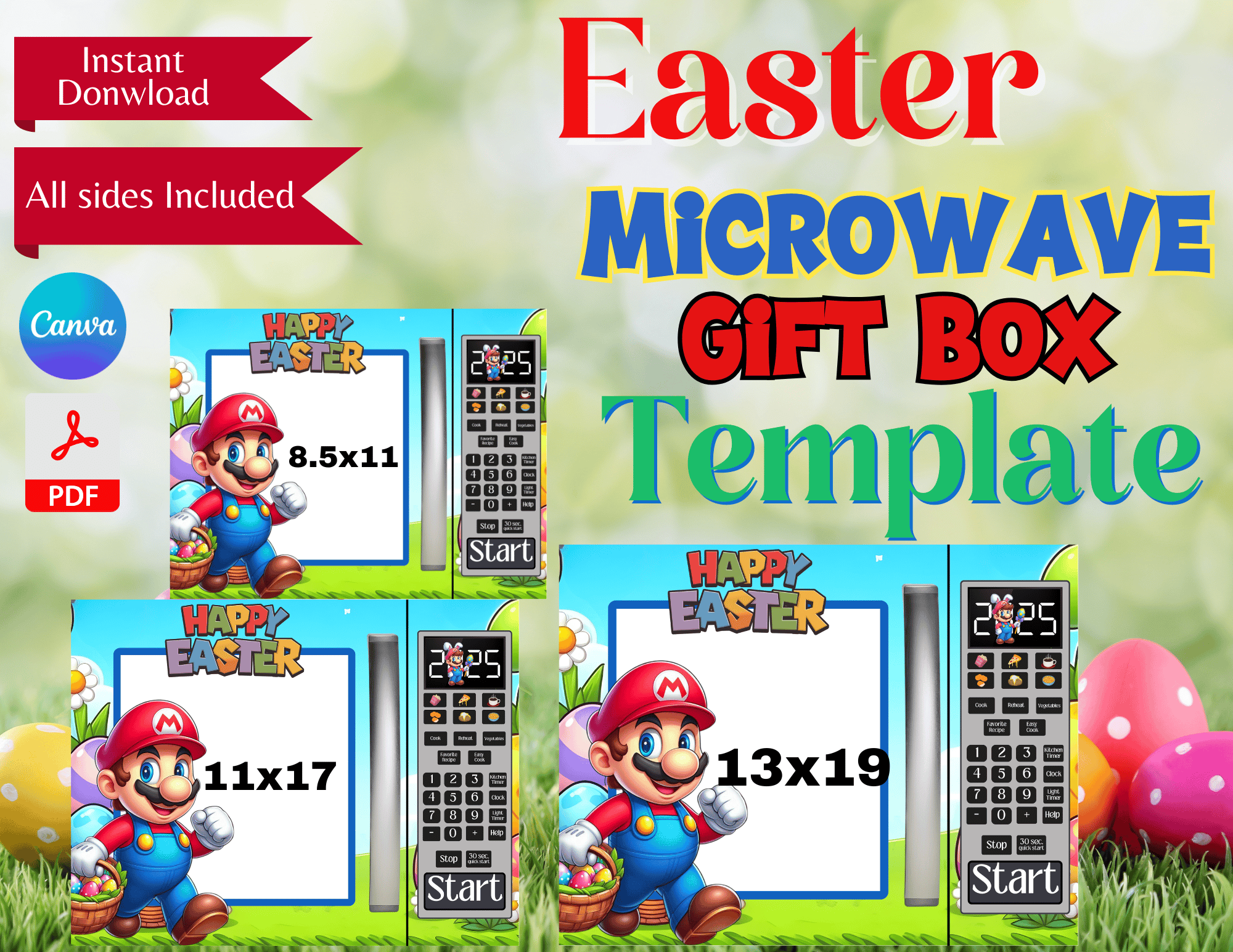 FULLY EDITABLE- Easter Themed Microwave Gift Box Template - Payhip