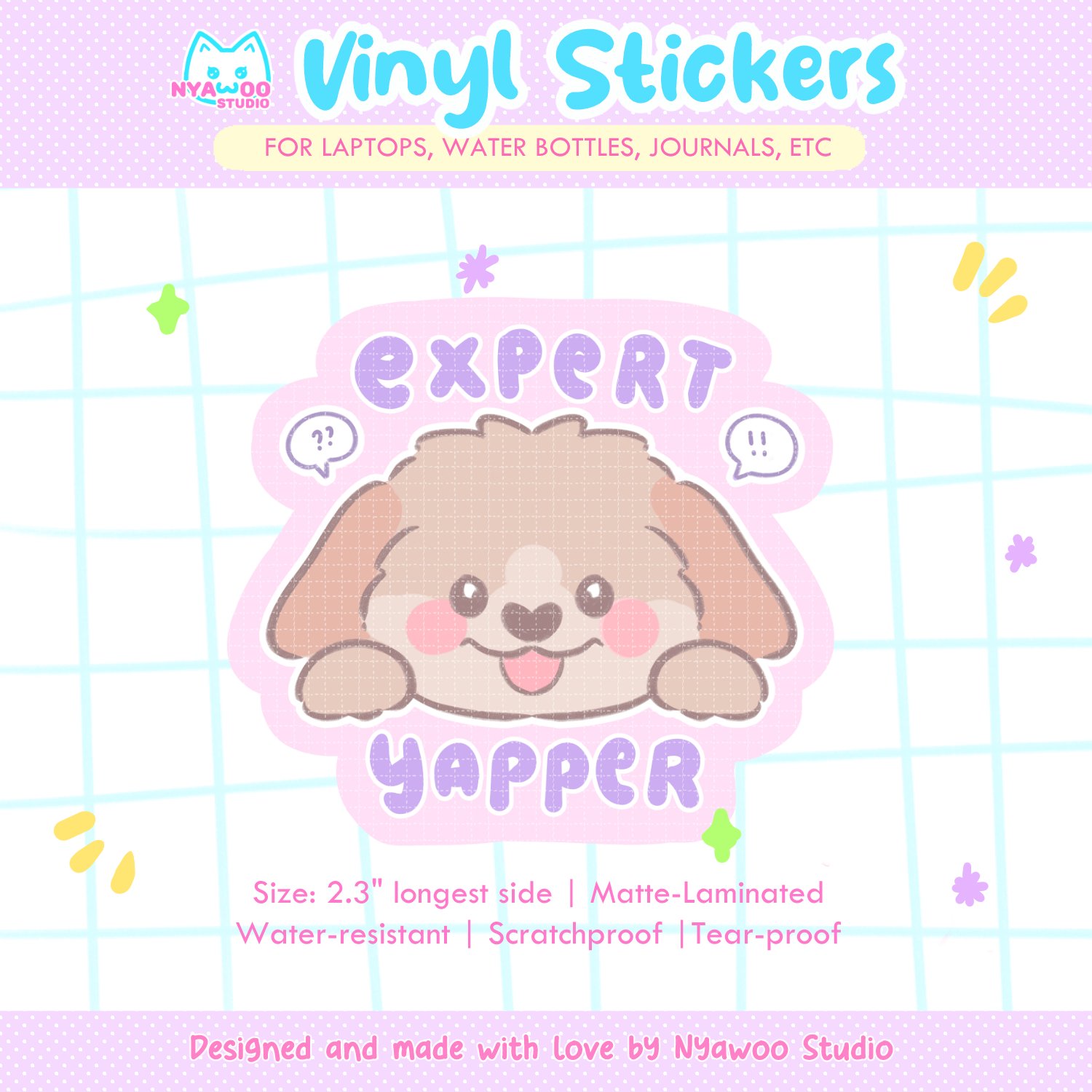 Expert Yapper Dog Statement Waterproof Sticker Flake - Payhip