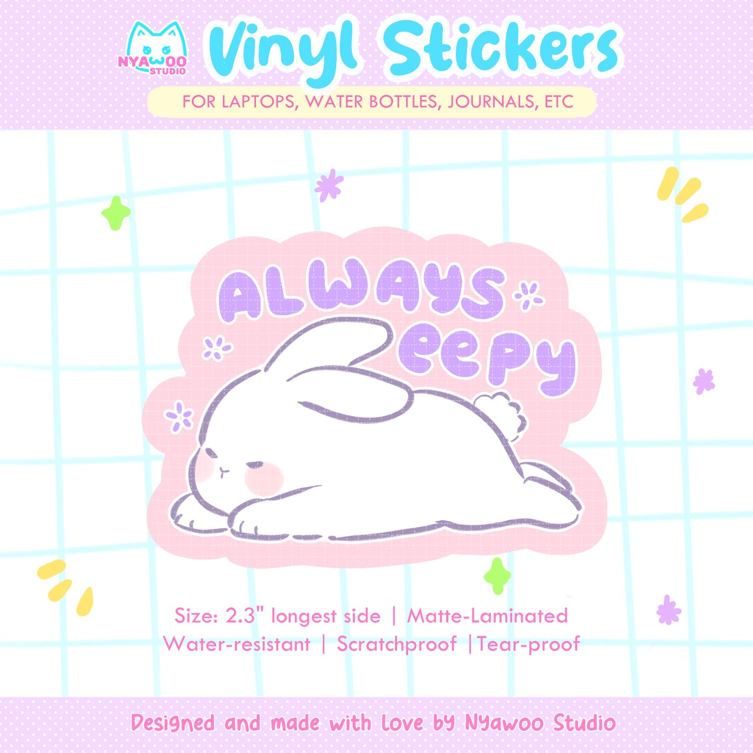 Always Eepy Bunny Waterproof Sticker Flake - Payhip