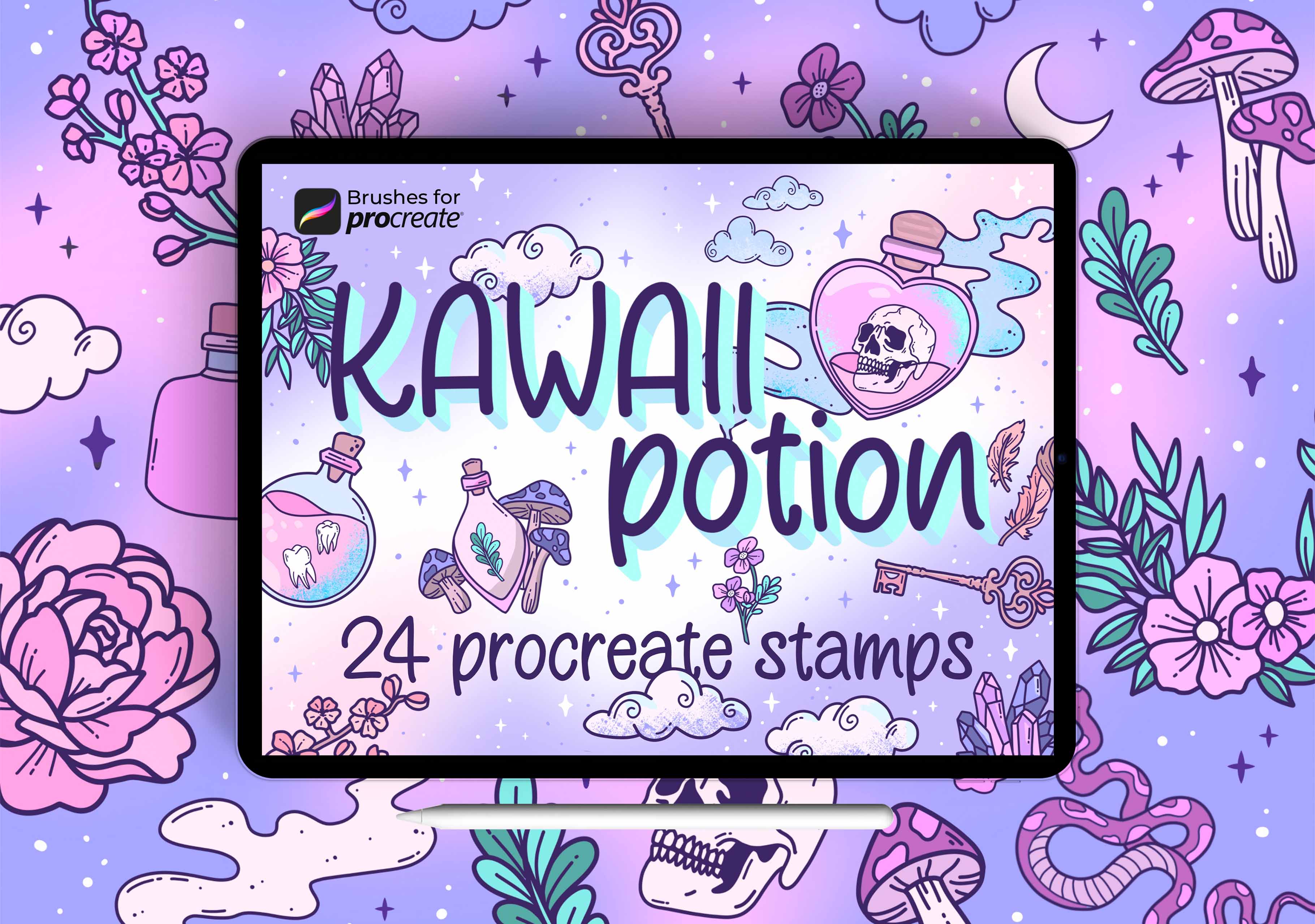 24 Procreate kawaii potion stamp brushes - Payhip