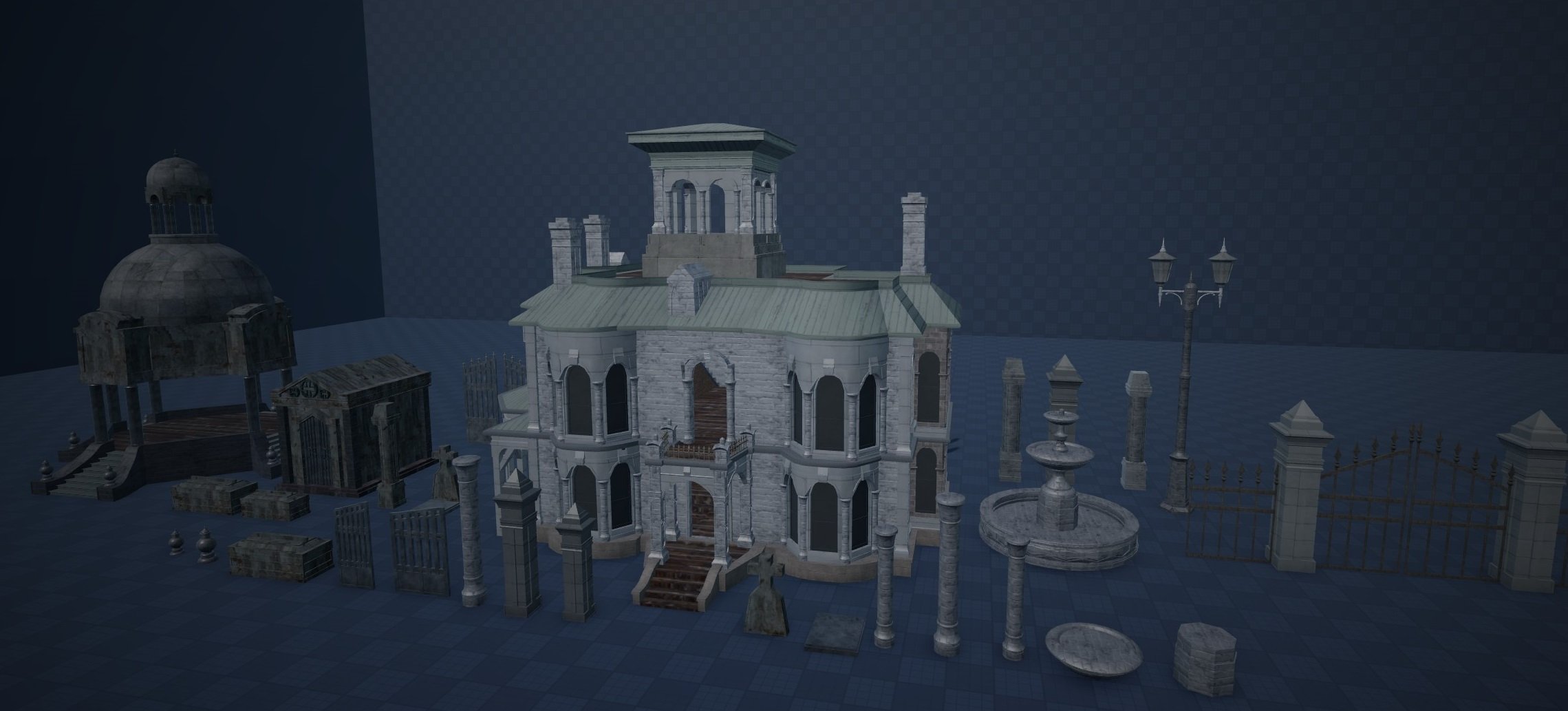 Roblox Gothic Horror Buildings Asset Pack - Haunted Mansion & Graveyard