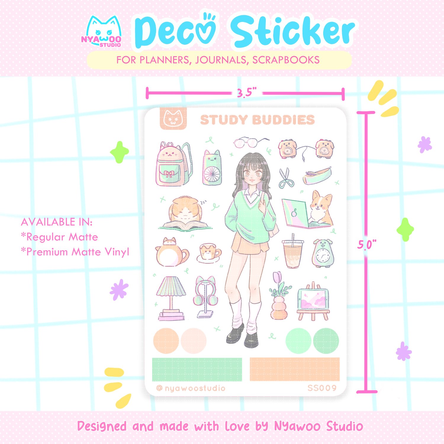 Study Buddies Sticker Sheet for Planners, Scrapbooks, and Journals ...