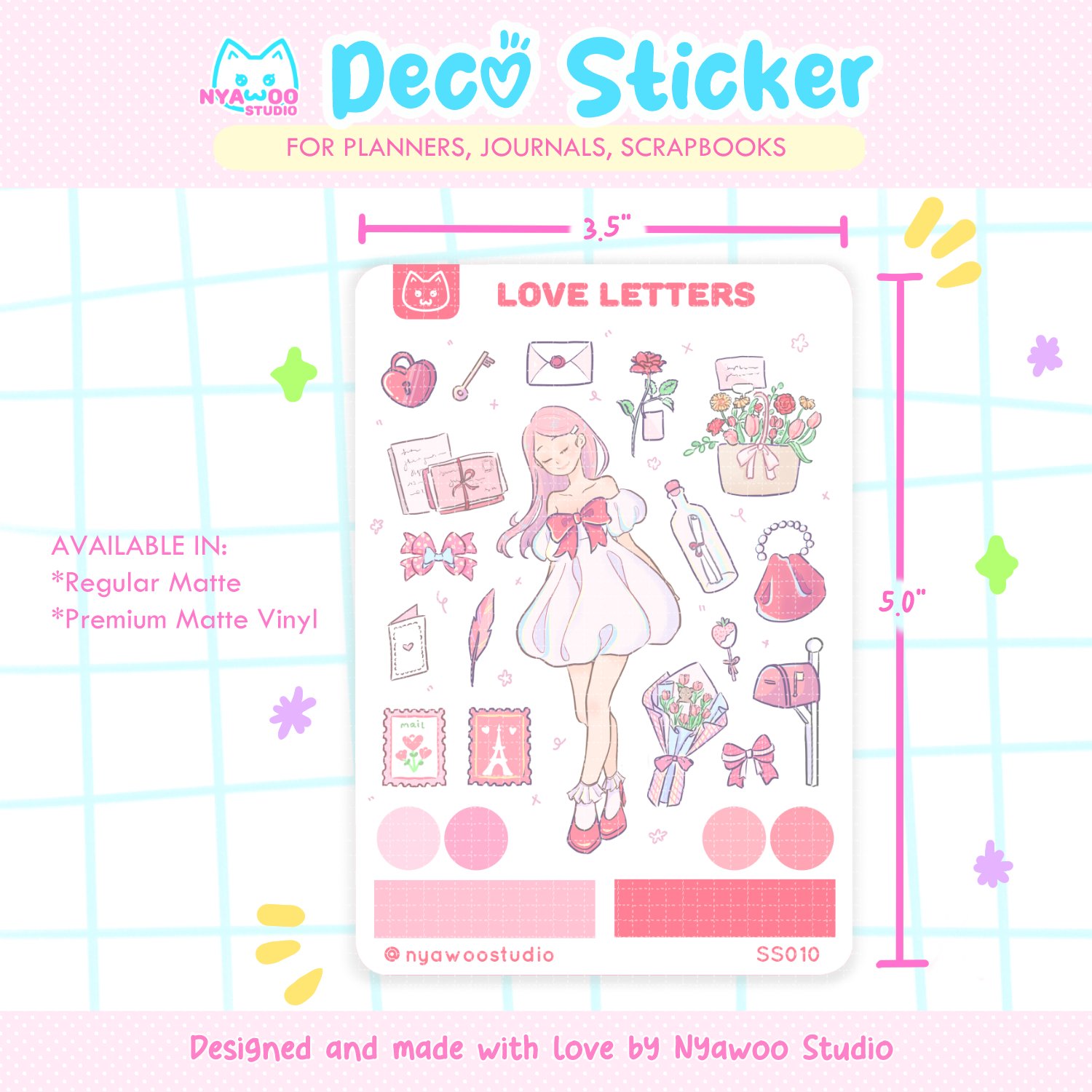 Love Letters Sticker Sheet | Valentine Aesthetic Stickers for Planners ...