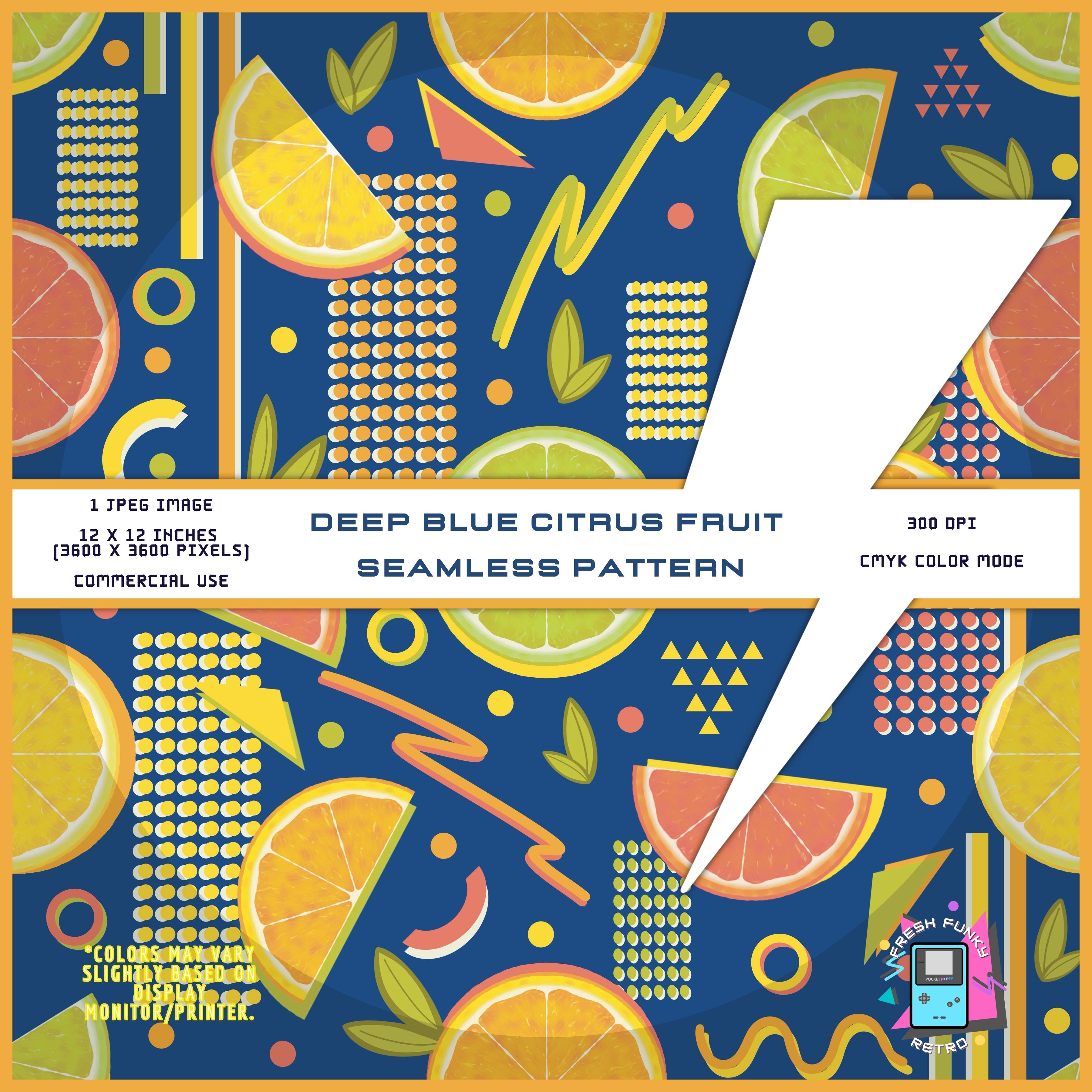 Deep Blue Summer Citrus Fruit Seamless Pattern for Personal or ...