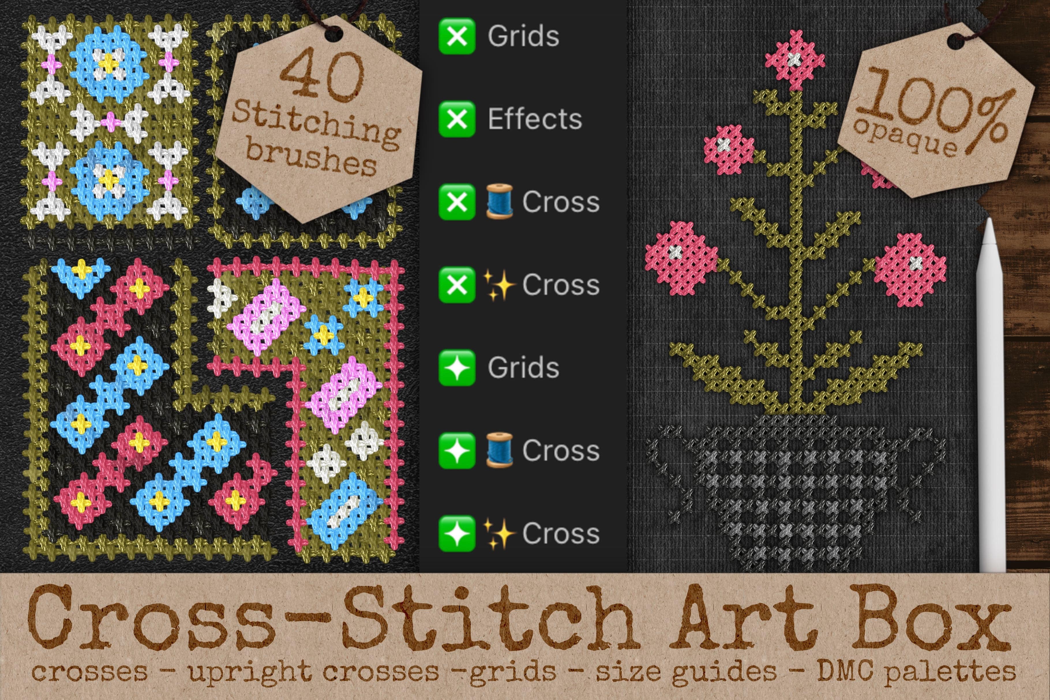 Cross Stitch Art Box рџ µ40 Stitching Brushes For Procreate