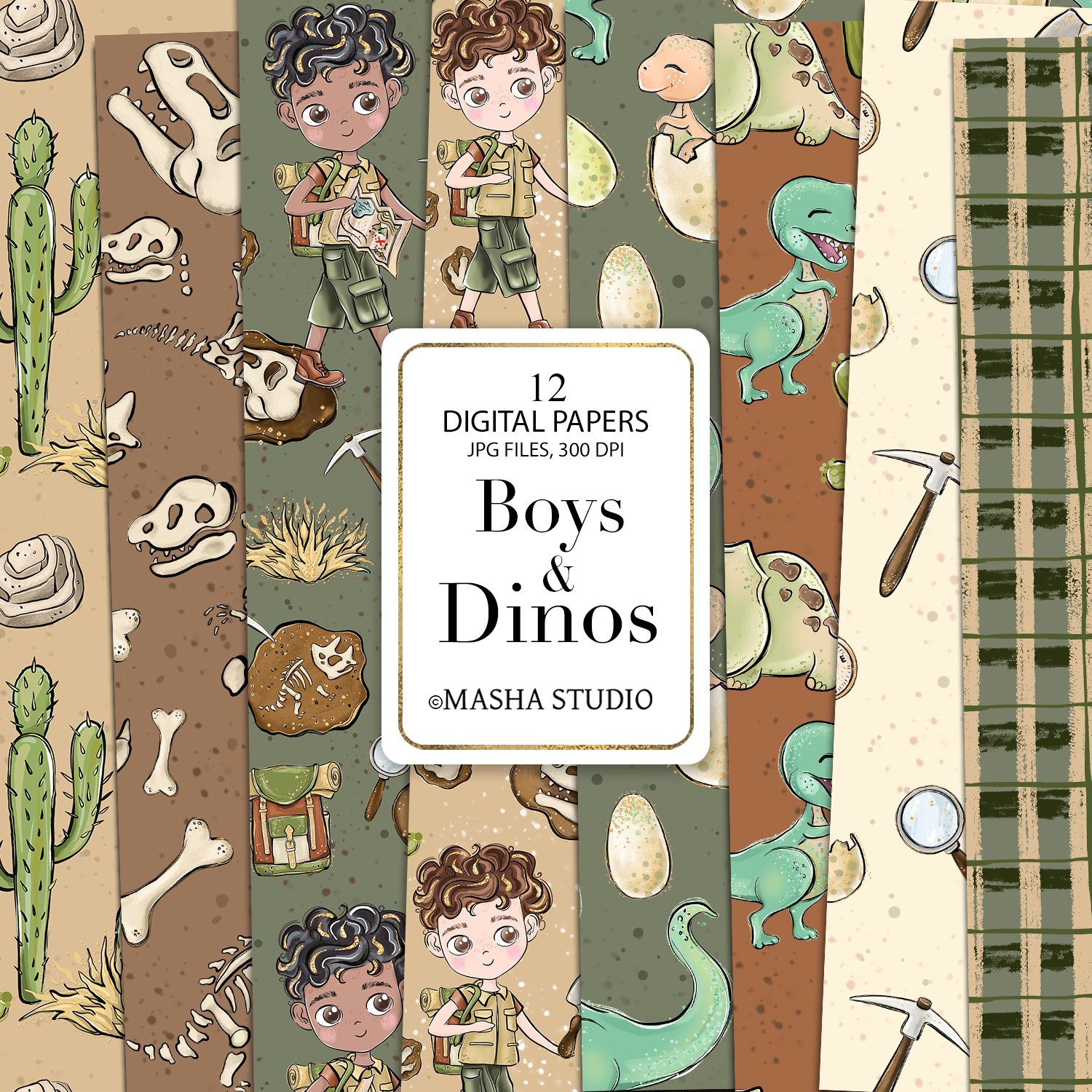 Boys & Dinos Seamless Digital Papers - Payhip