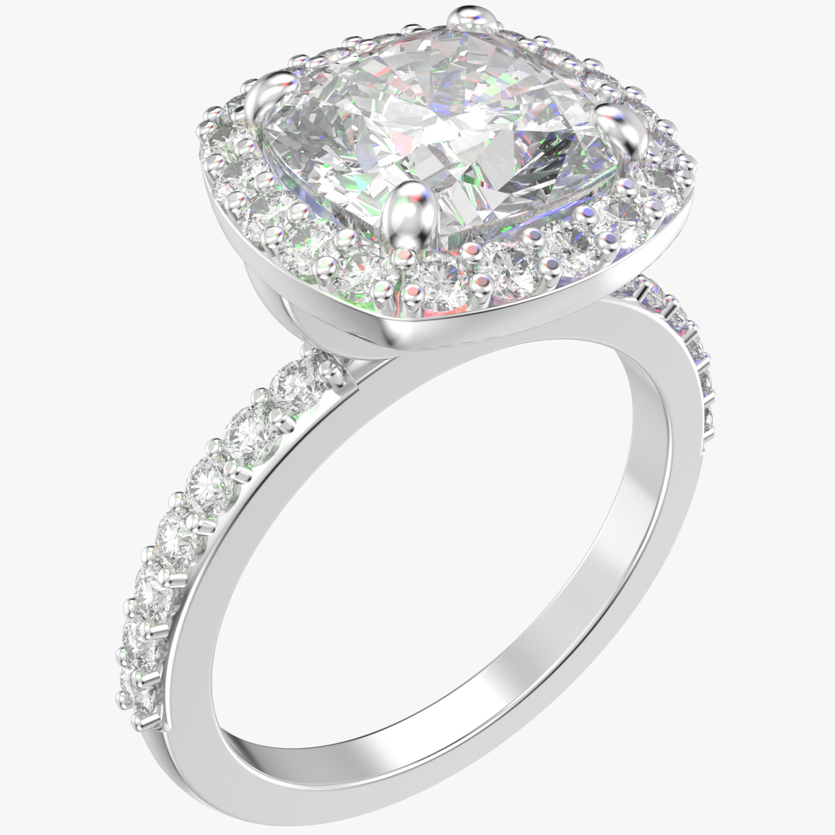 Emerald Cut Engagement Ring 3D CAD Model-O1-105