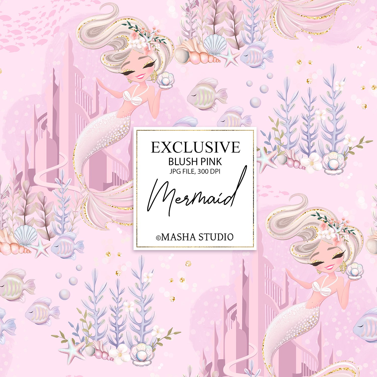 Exclusive Blush Pink Mermaid Digital Papers - Payhip
