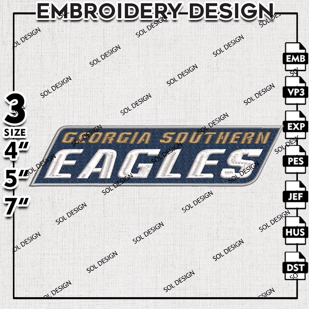 NCAA Georgia Southern Team Wordmark Logo Embroidery Files, NCAA Georgia Southern Eagles Team ...