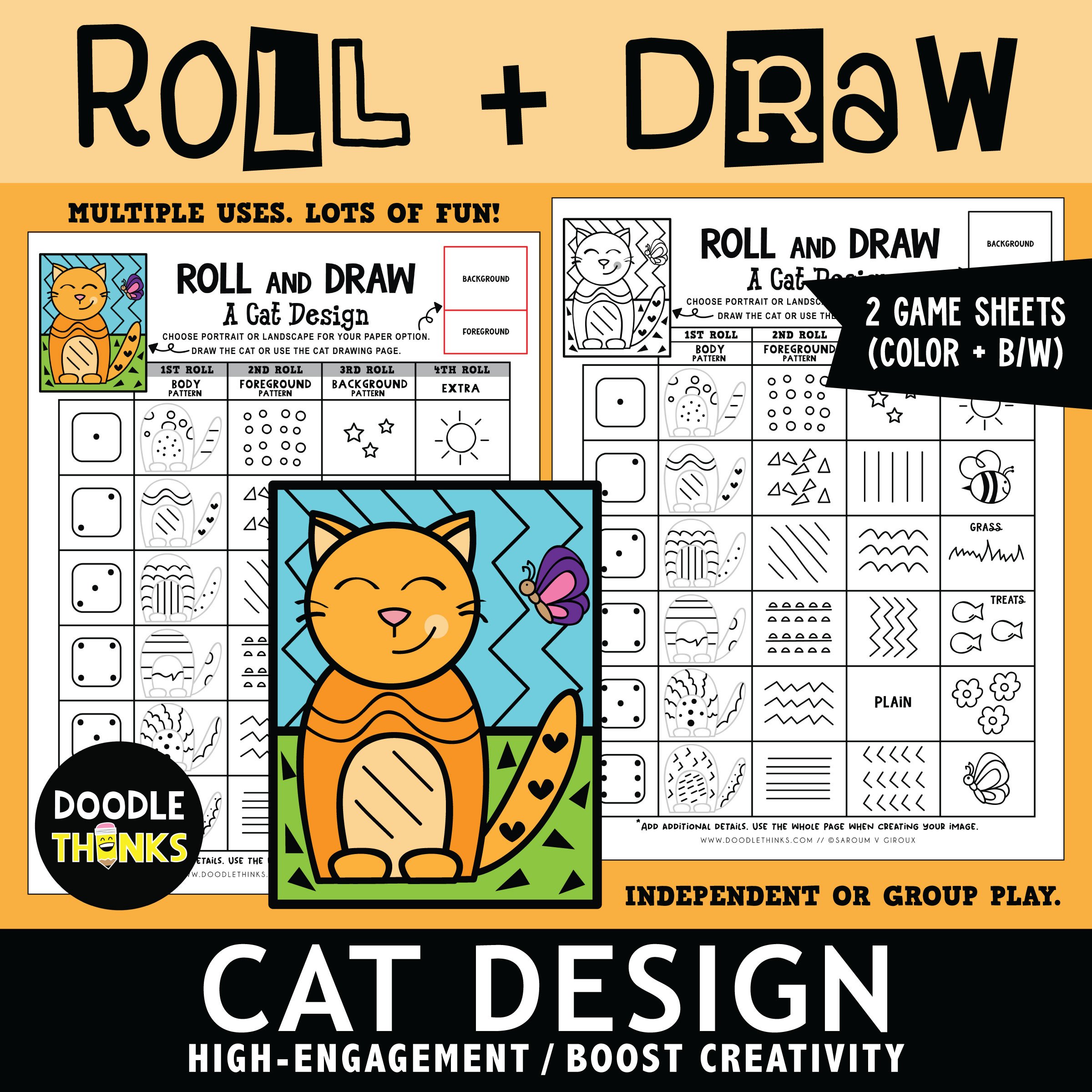Design-A-Cat Roll and Draw Dice Game Art Activity - Payhip