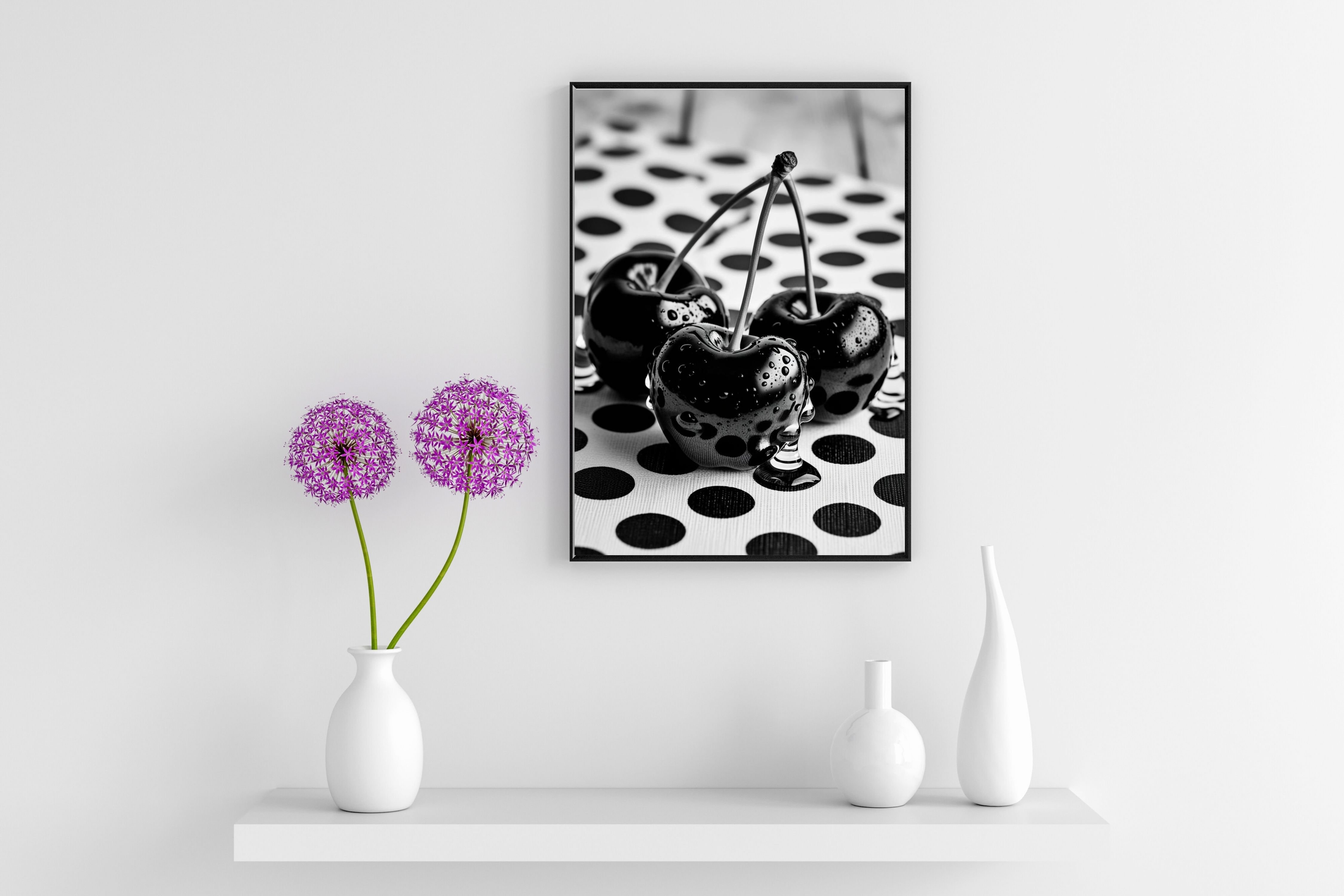 Black Cherries Black and White Polka Dots Modern High-Contrast ...