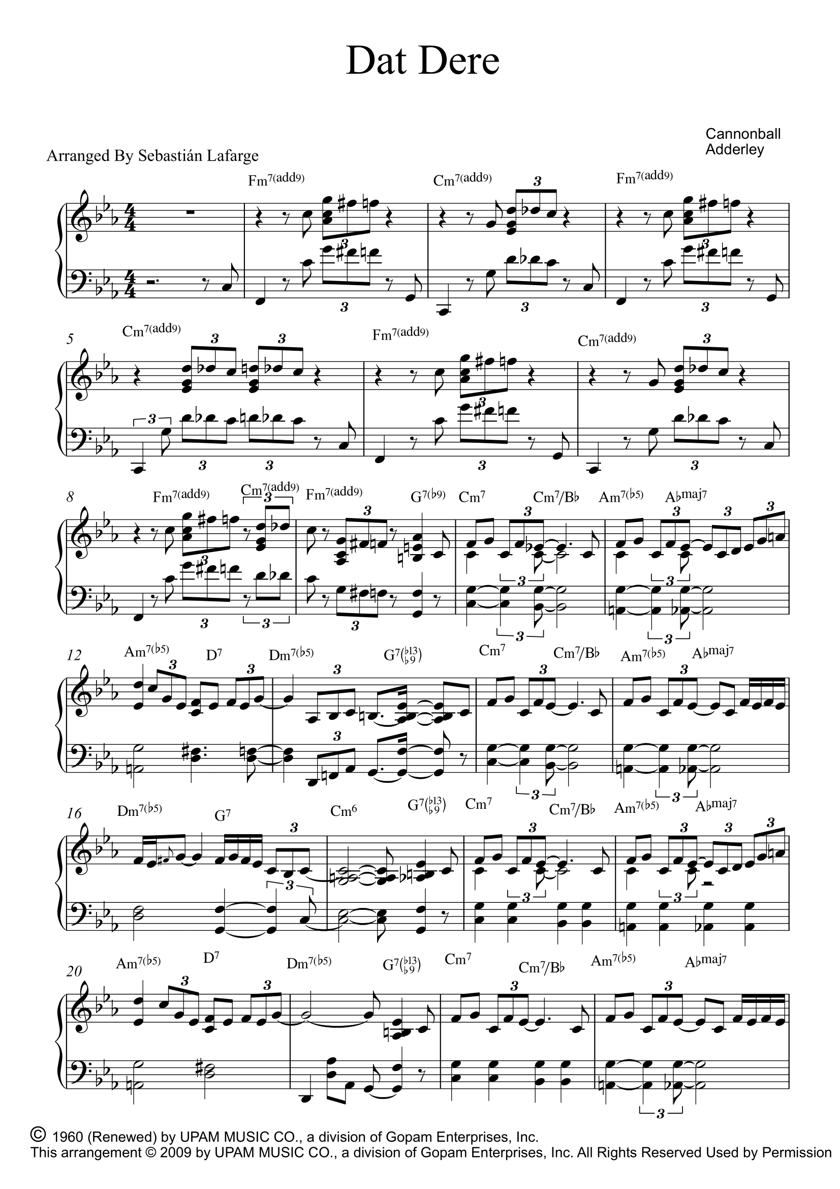 Dat Dere Jazz Piano Arrengement - Payhip