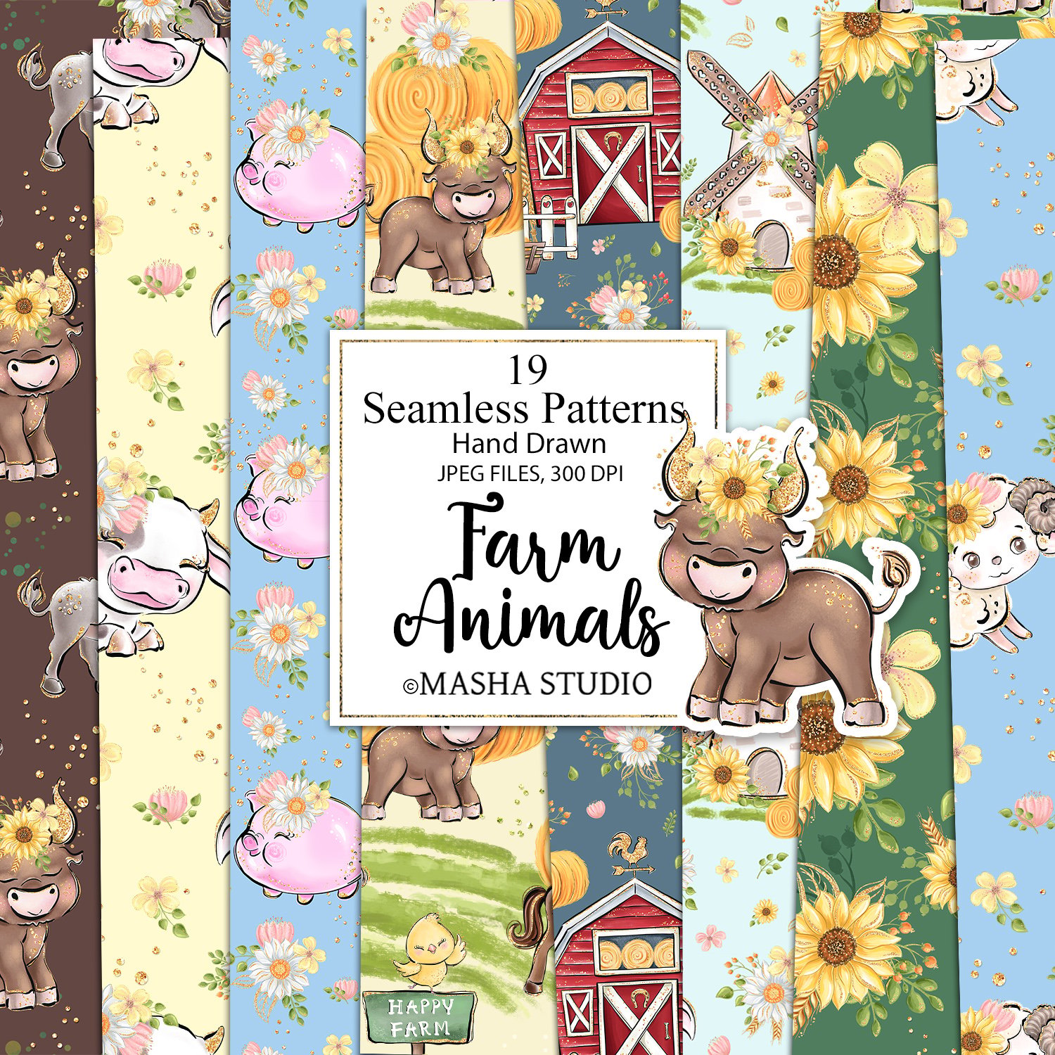 Farm Animals Seamless Digital Papers - Payhip