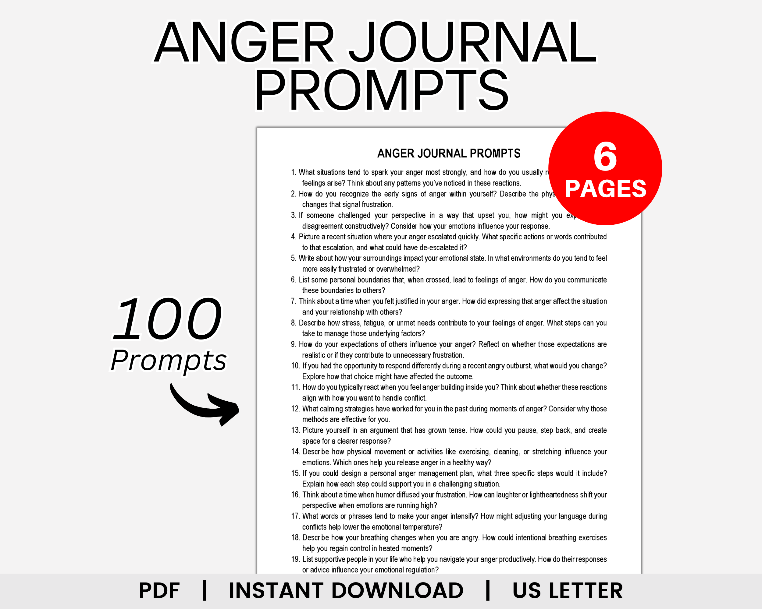 Anger Journal Prompts, Angry Journal, Anger Prompts, Anger Management ...