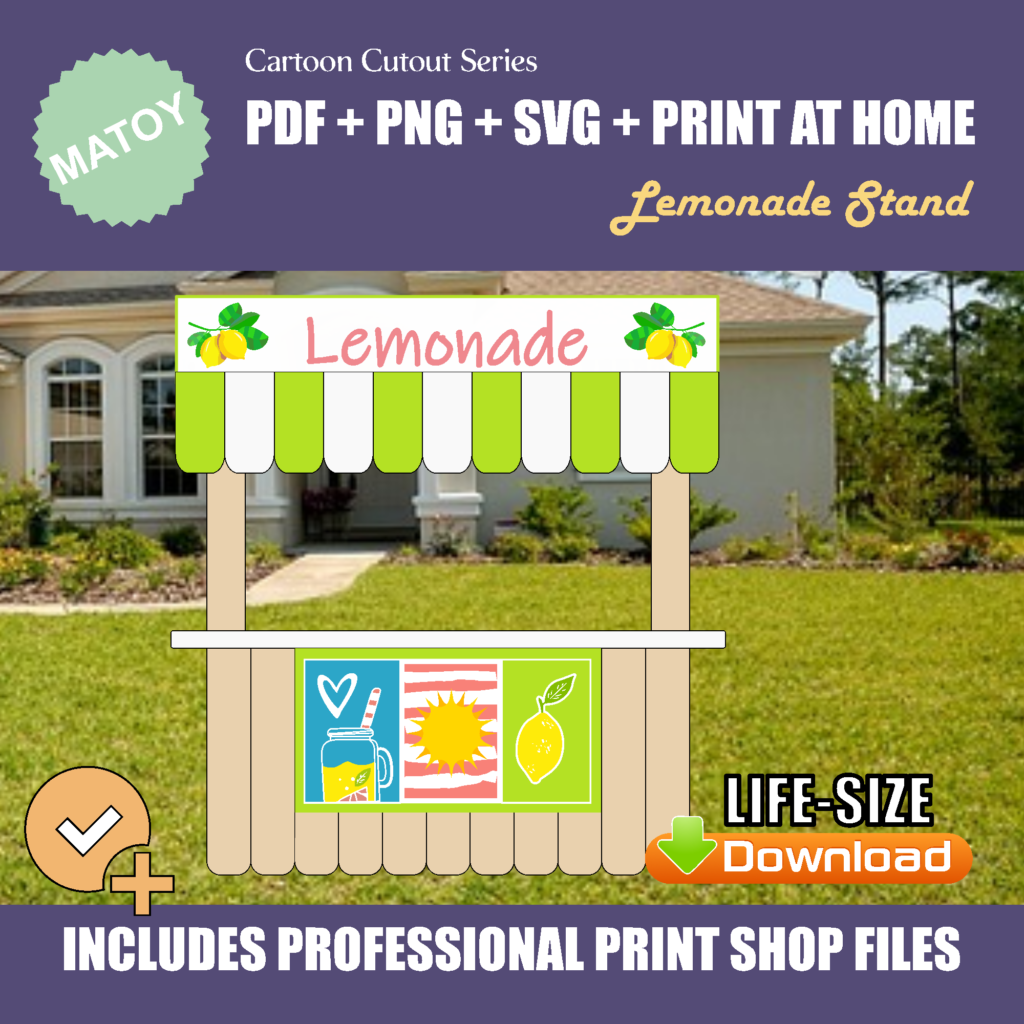 Lemonade Stand Yard Art Pattern | Full-Color Printable and Professional ...