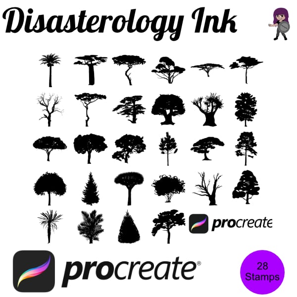 Tree Silhouette Set 1 Procreate Brush Stamps, 28 Trees - Payhip