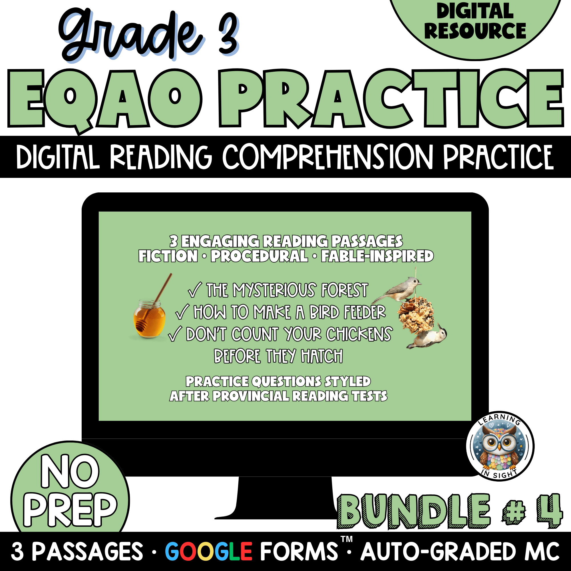 Grade 3 EQAO Digital Language Practice Bundle 4 | Fiction & Procedural ...