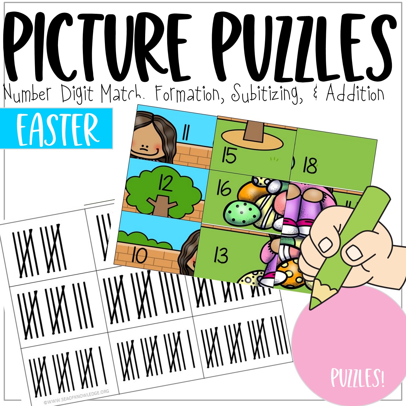 Number Formation and Addition Puzzles | Mystery Pictures | Easter - Payhip