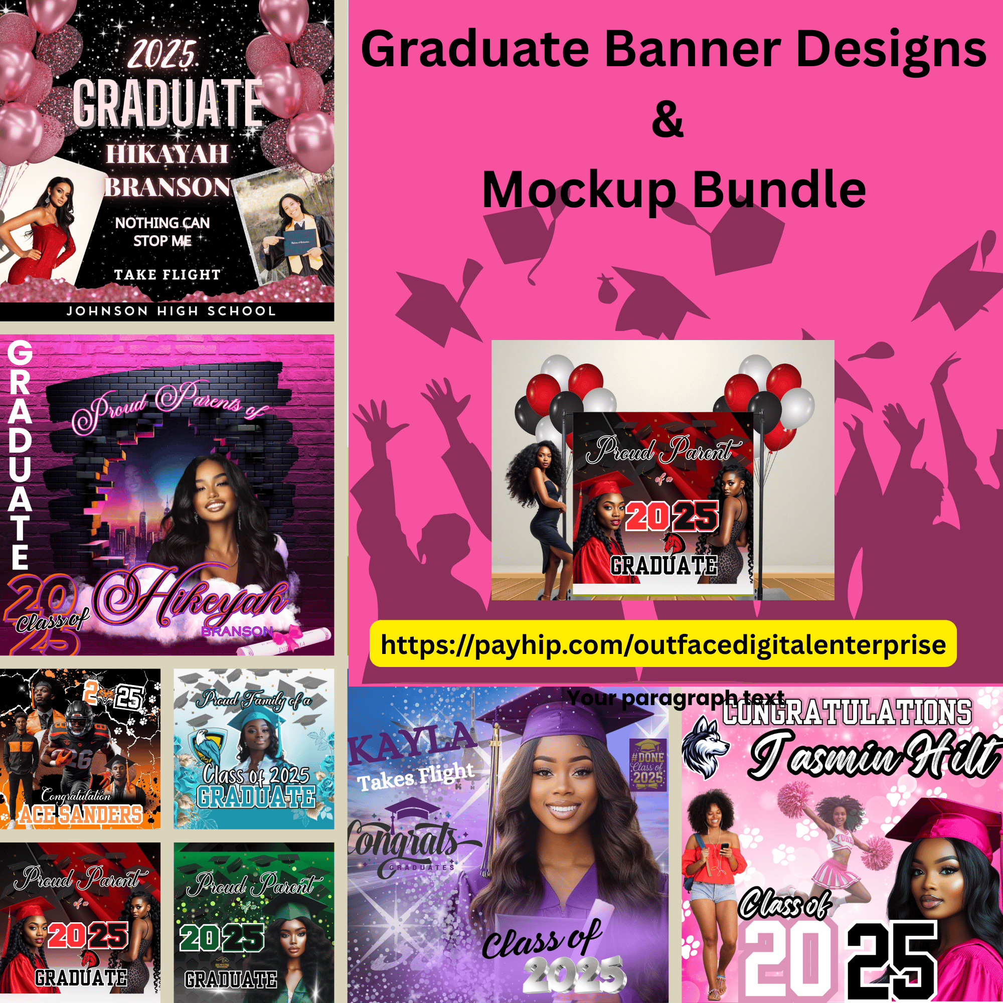 GRADUATION BANNER DESIGNS & MOCKUP BUNDLE - Payhip