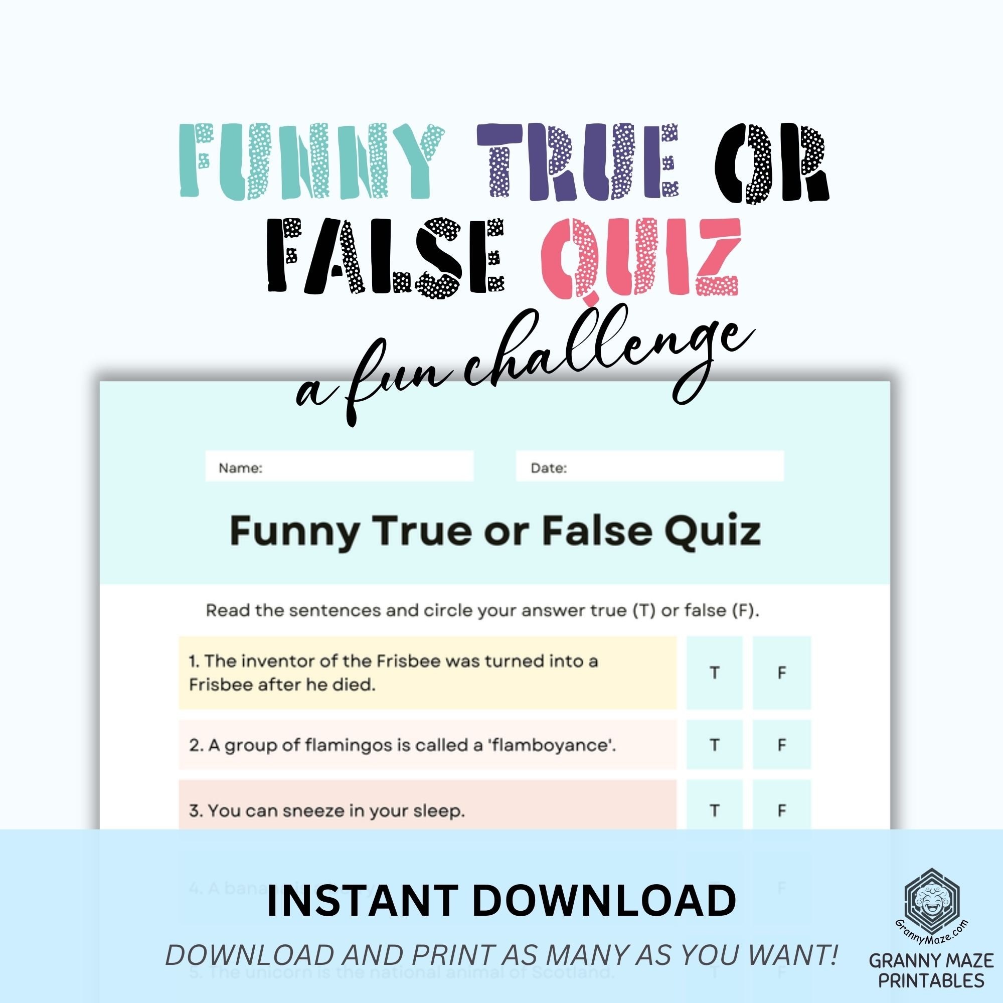 50 Funny True or False Questions: A Brain Workout Game You'll Love