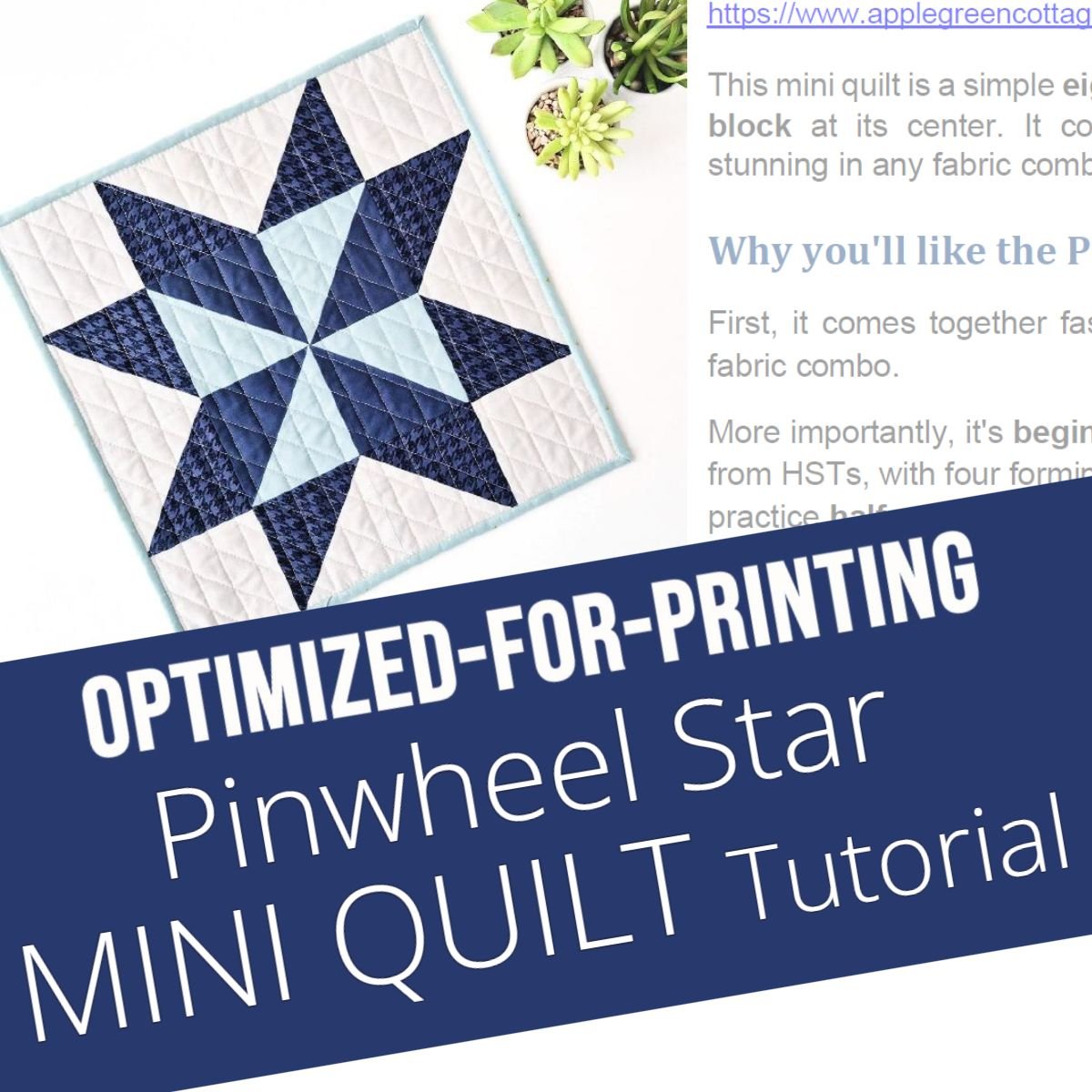 Pinwheel Star Mini QUILT - Printable Tutorial PDF