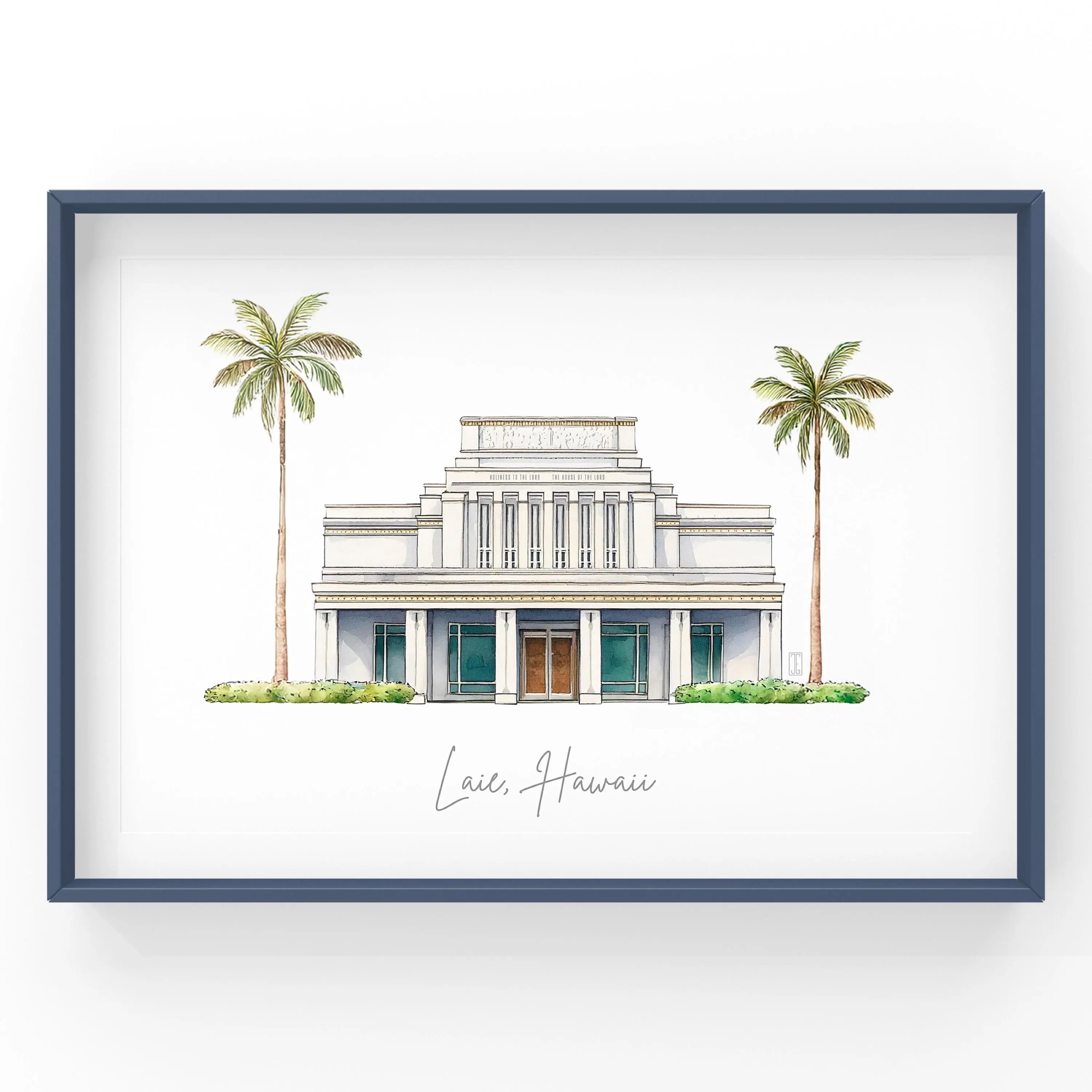 Laie, Hawaii LDS Temple Watercolor Print | Physical Print | Latter-Day ...