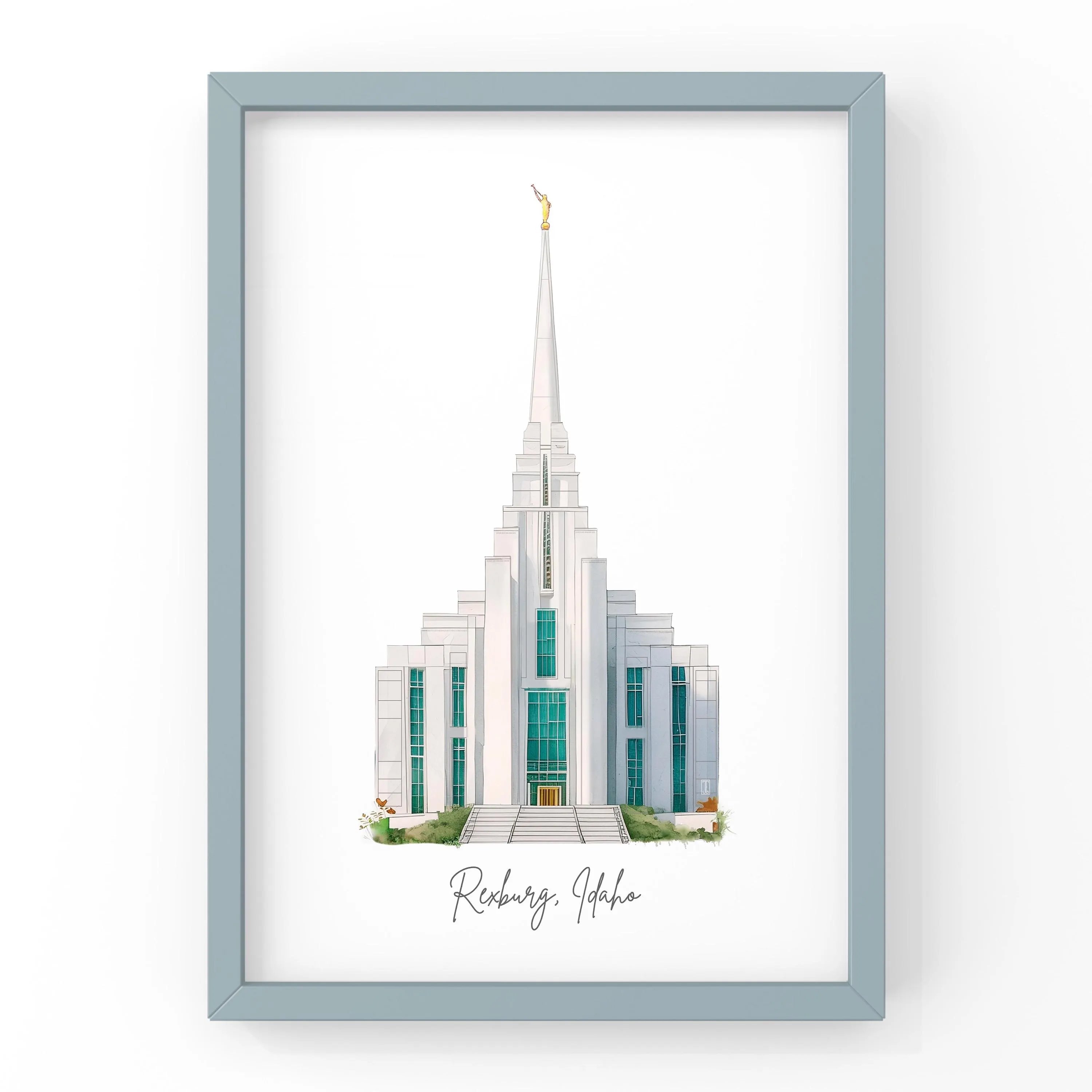 Rexburg, Idaho LDS Temple Watercolor Print | Physical Print | Latter ...