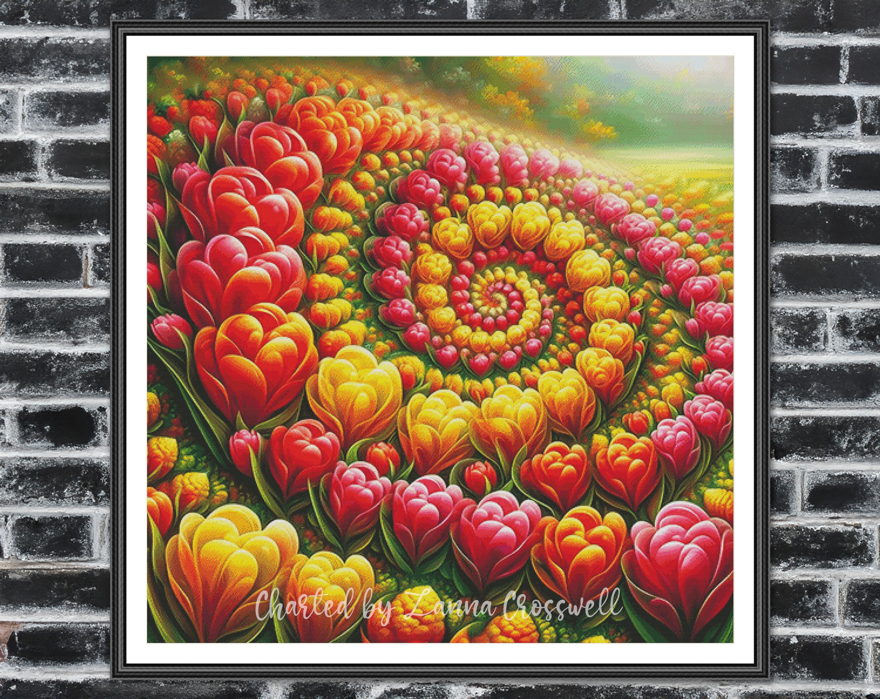 Blooming Vortex - Tulip Fractal Modern Full Coverage Counted Cross ...