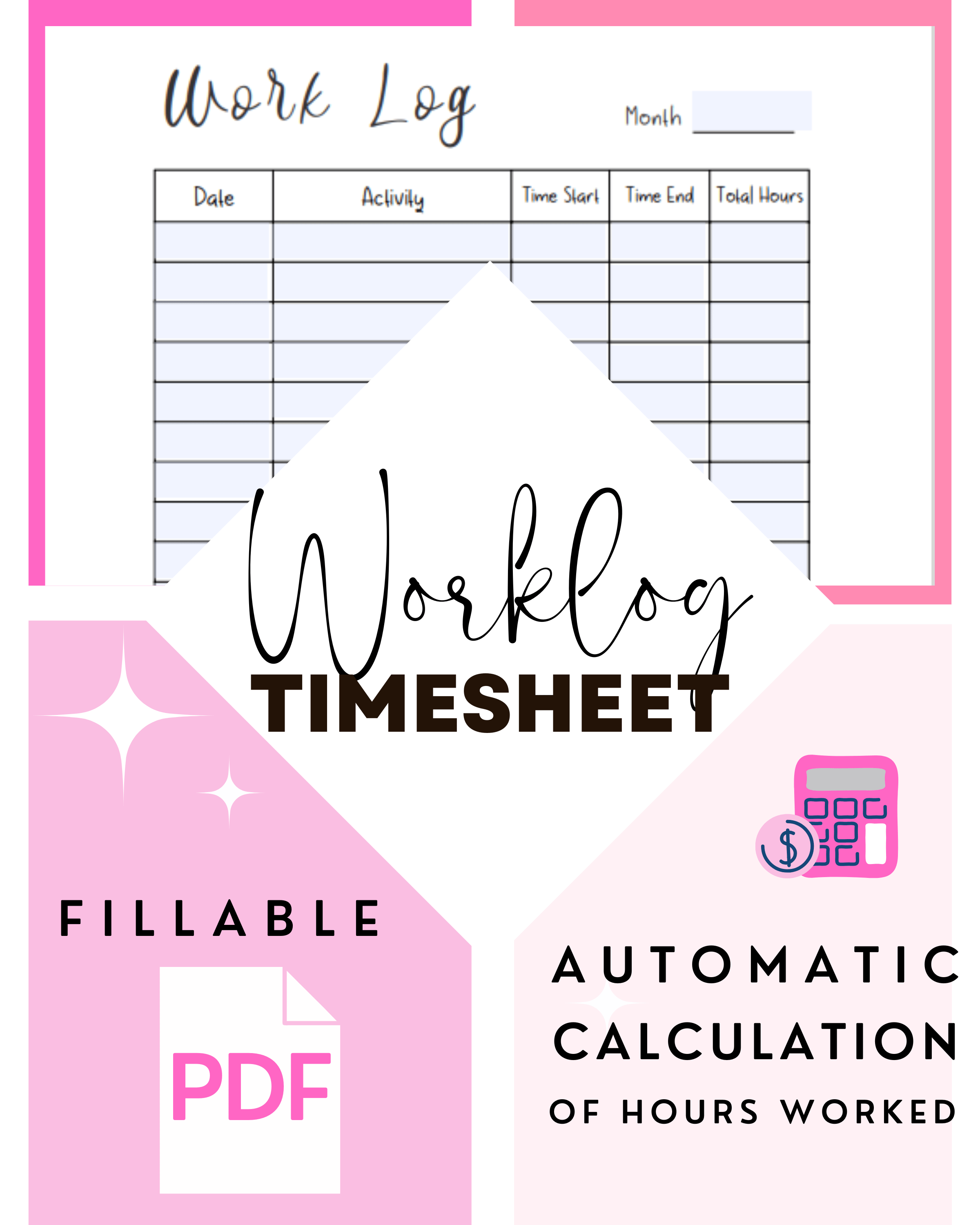 Work Log Template| Activity Report Sheet | Time Log Fillable PDF ...