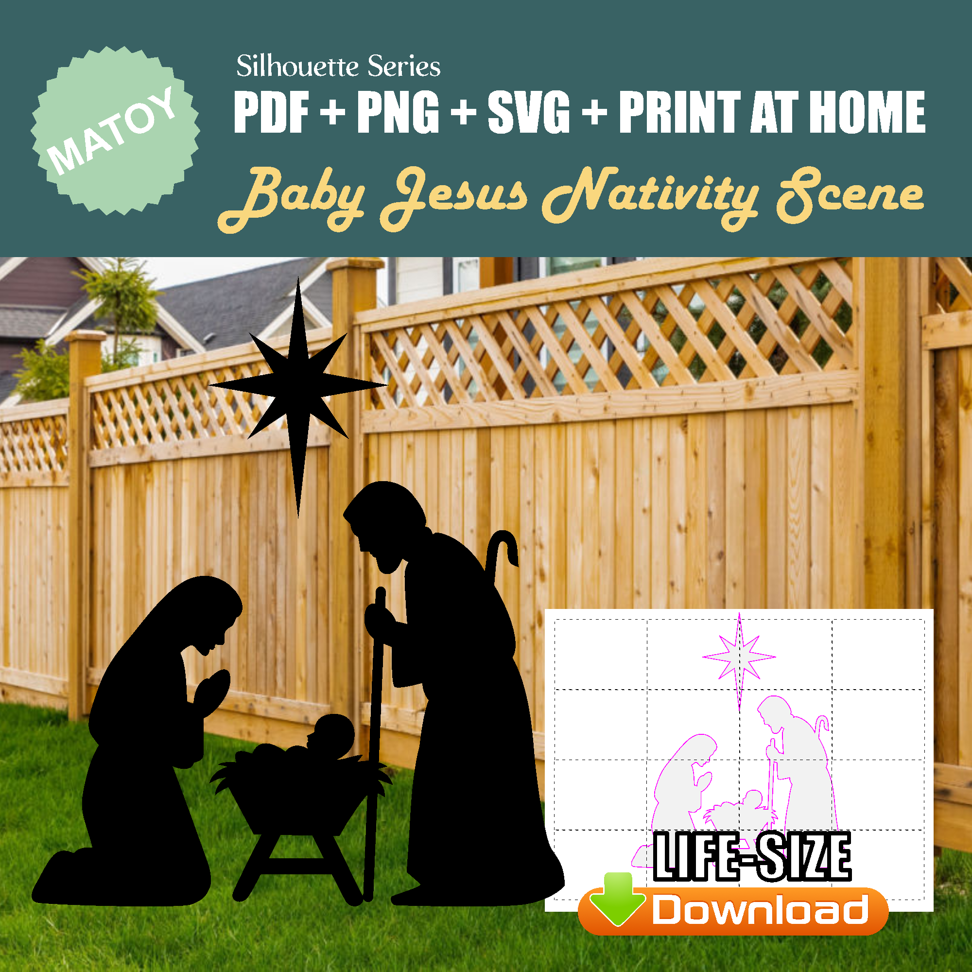 Baby Jesus Nativity Scene Yard Art Pattern | Trace & Cut Silhouette ...