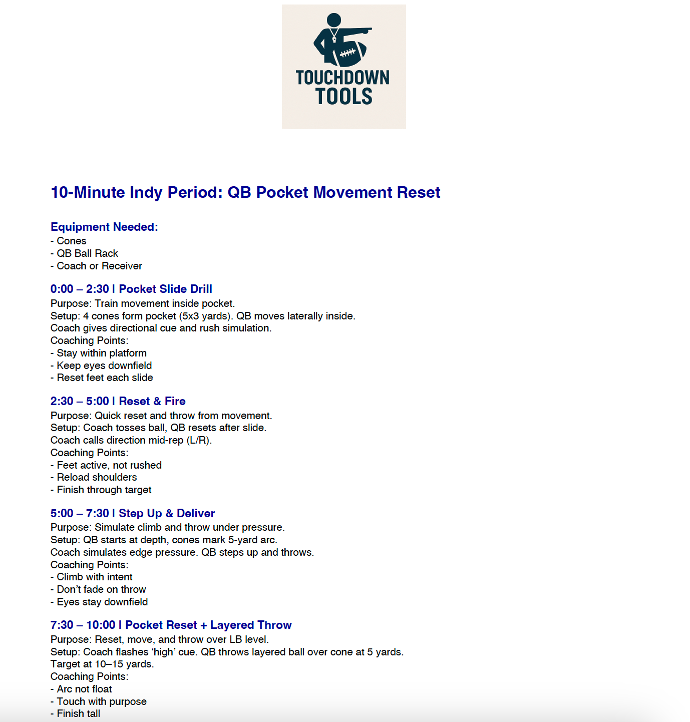 10 QB Indy Sheet Drill Bundle - Payhip