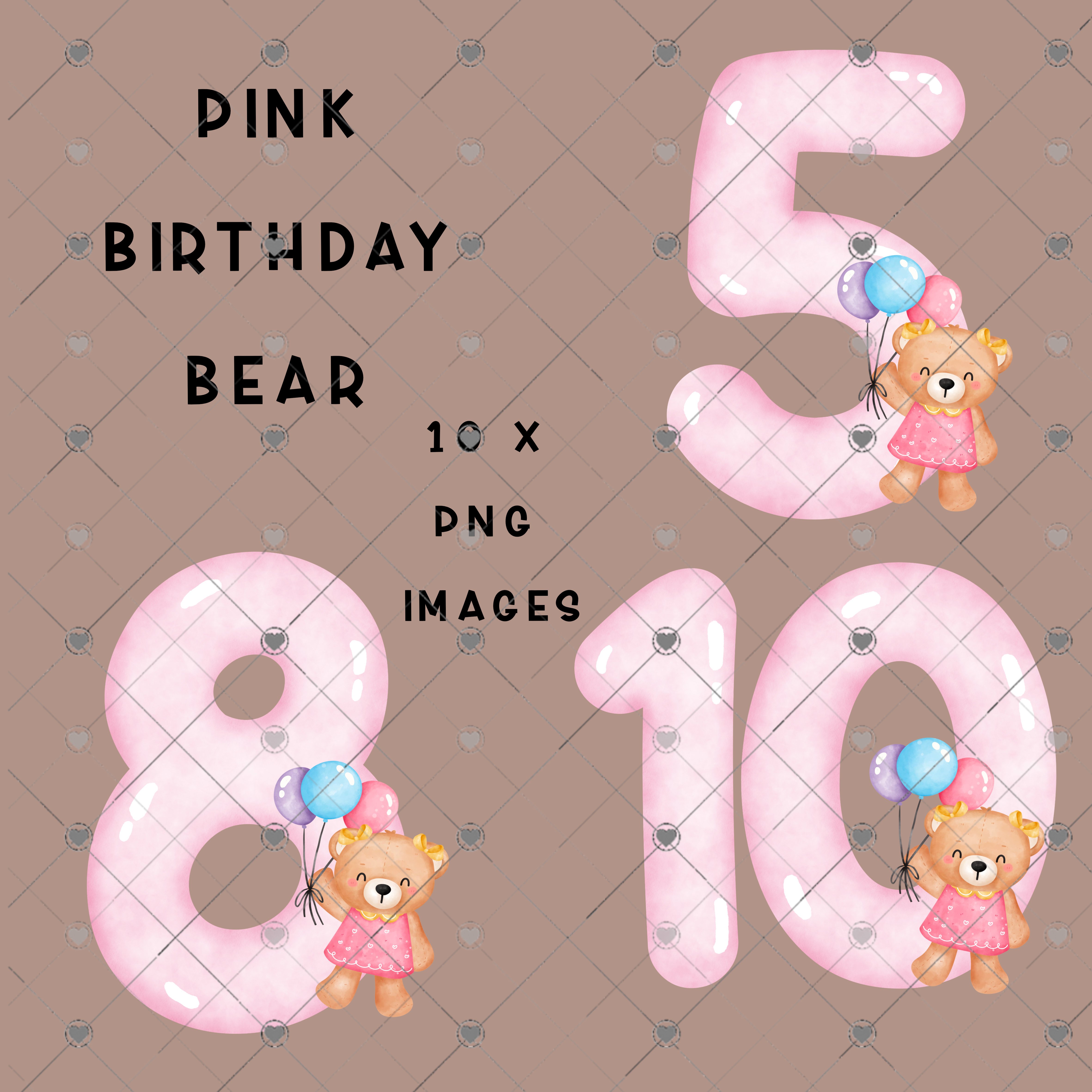 Pink Birthday Bear Numbers - Payhip