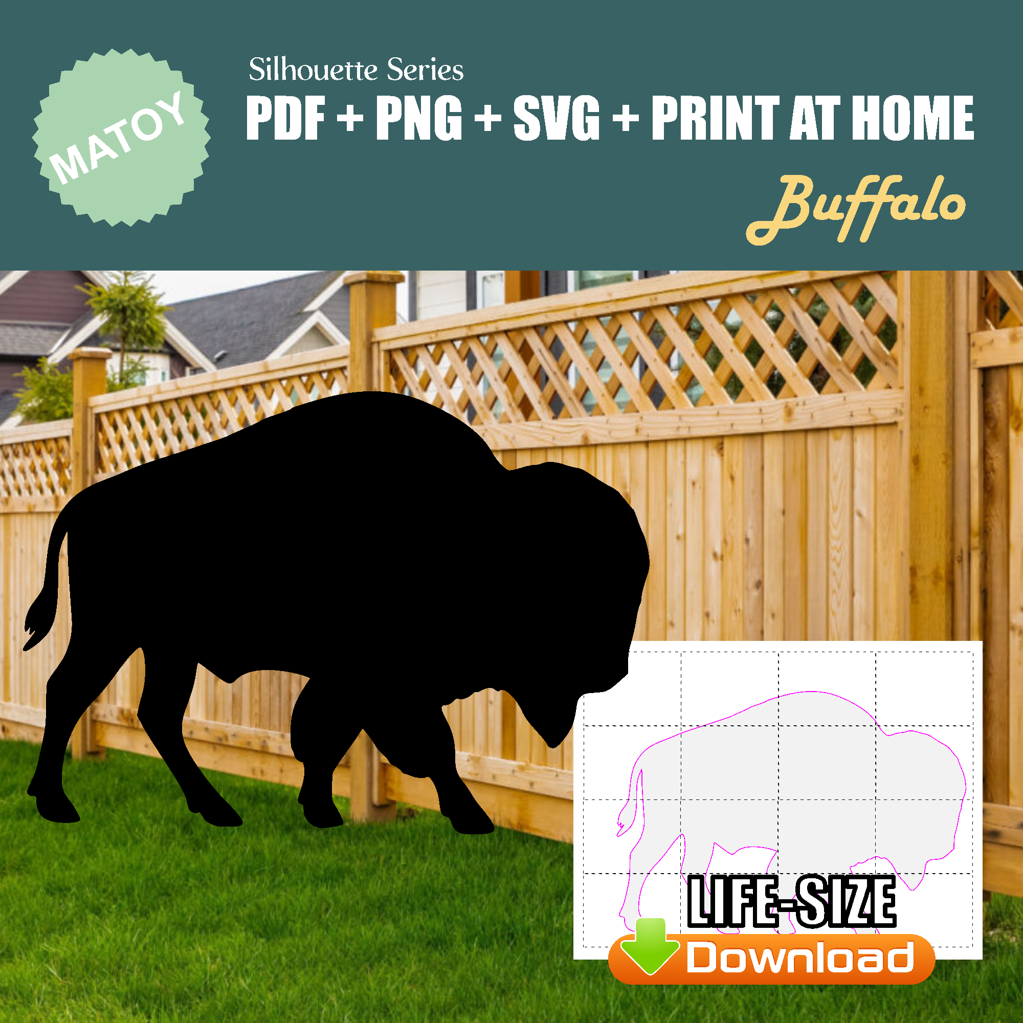 Buffalo Walking Yard Art Pattern | Trace & Cut Silhouette Stencil ...