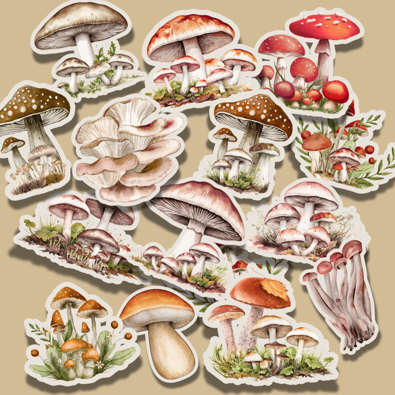 Woodland Mushrooms – Fussy Cut Ephemera Stickers for Junk Journals ...