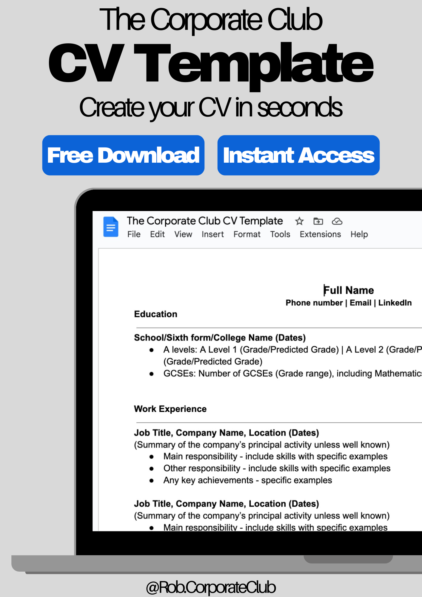 Degree Apprentice CV template