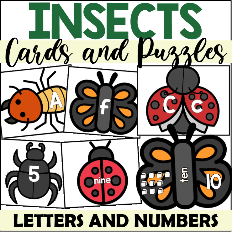 Insect Alphabet and Number Cards and Puzzles