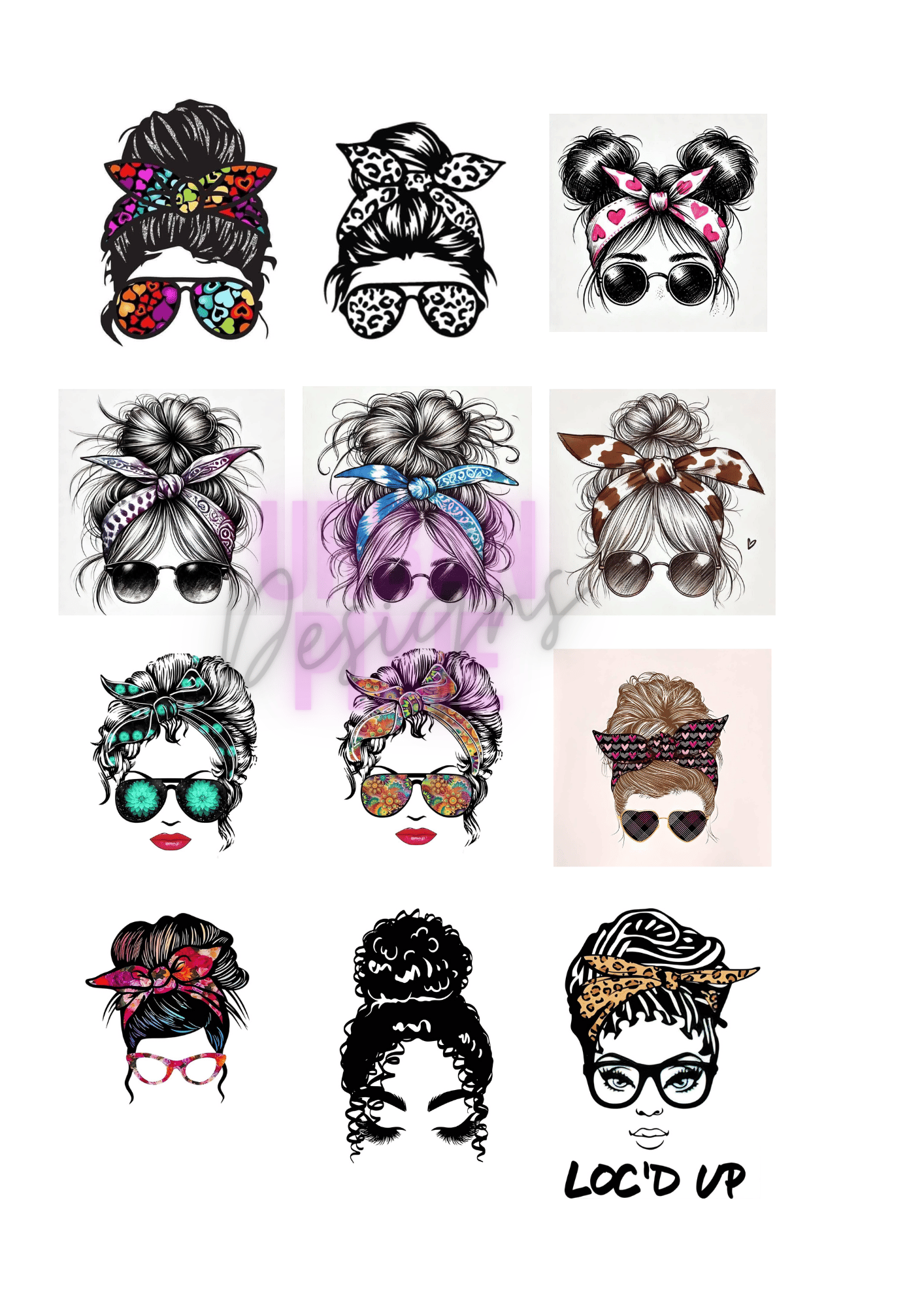 32 Messy Bun PNGs with Bows | High-Quality Digital Downloads for Crafters & Creatives - Payhip