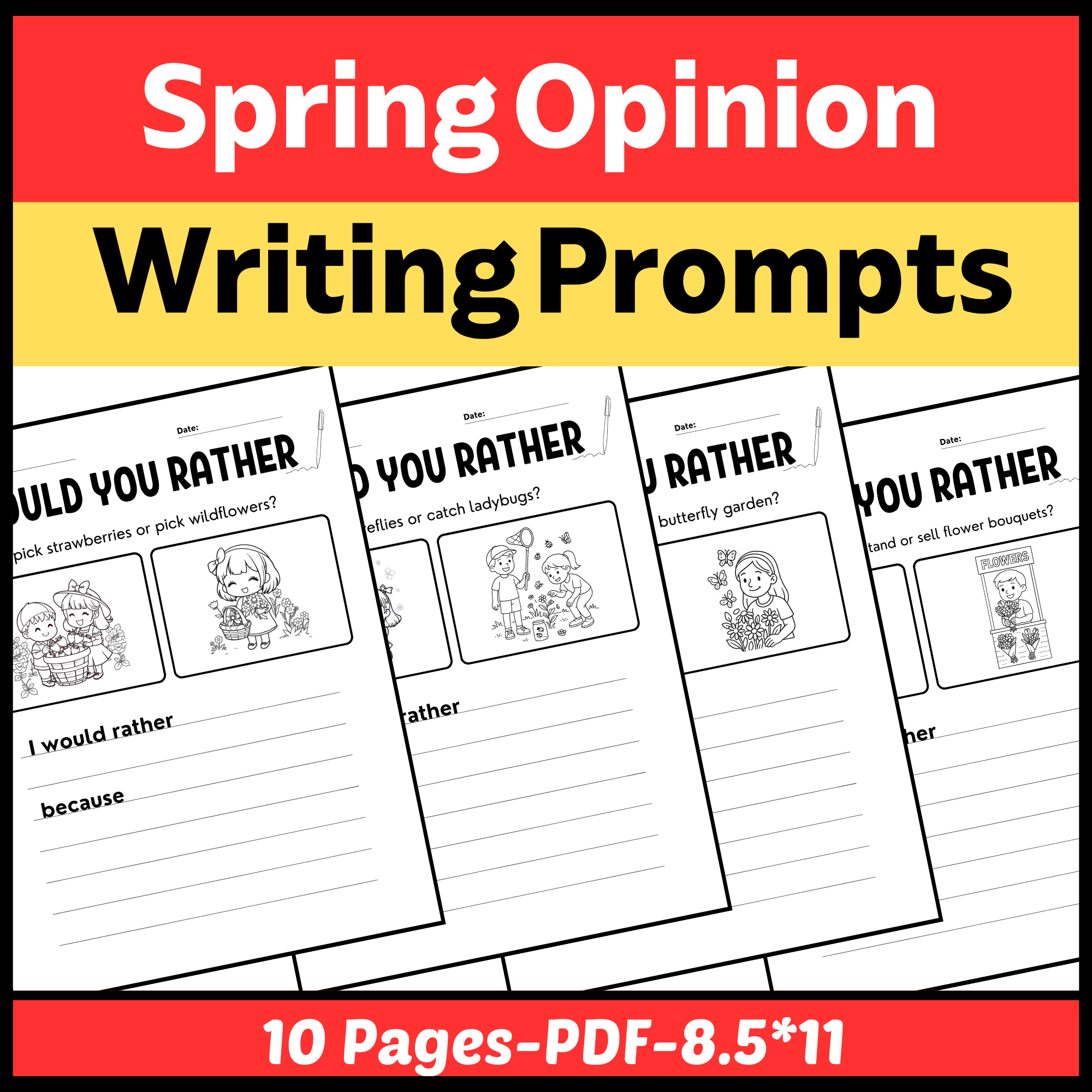 Spring Opinion Writing Prompts – Writing Activity for Kindergarten to ...
