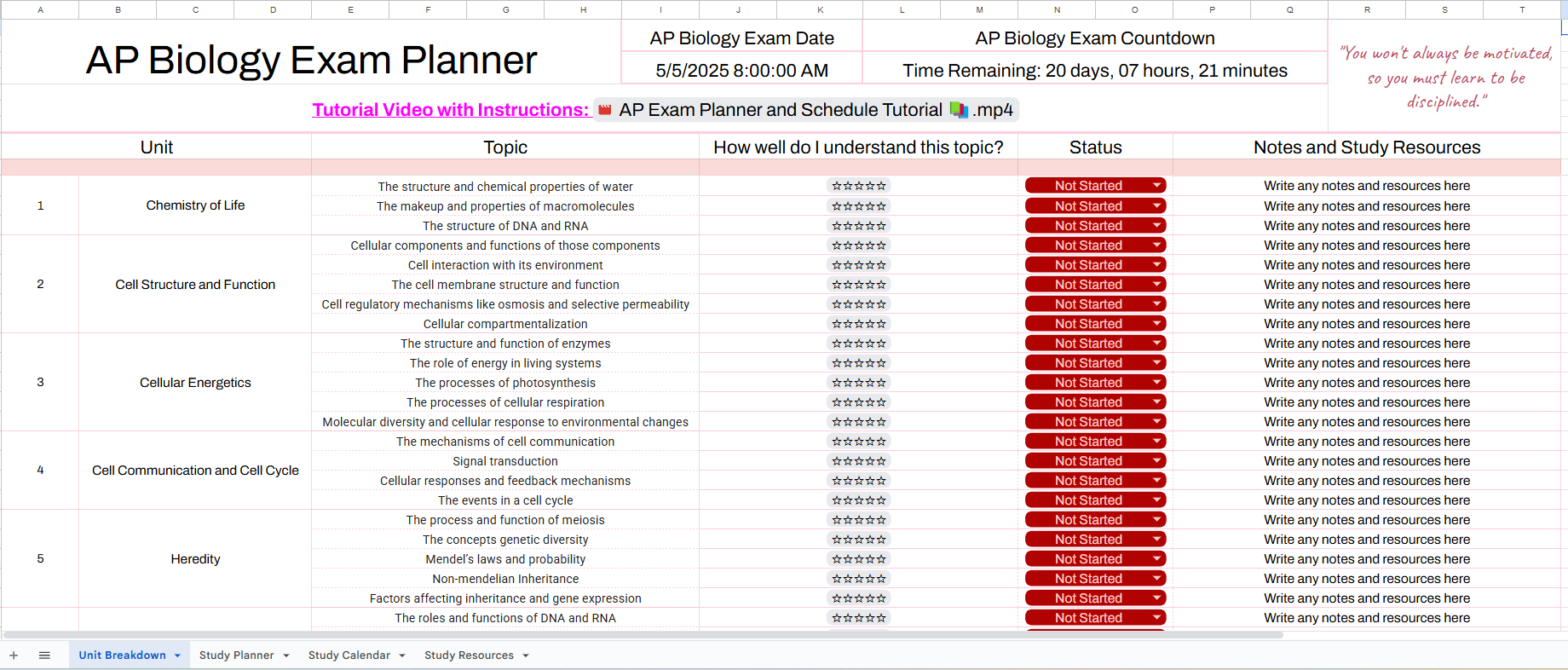 AP Biology Exam Study Planner and Schedule - Payhip