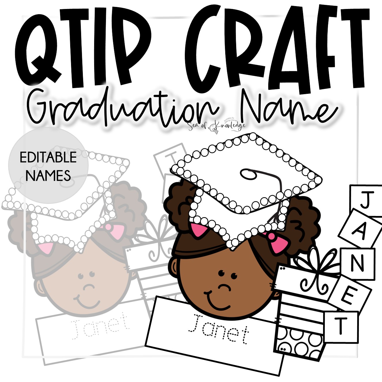 Graduation April Name Craft | Bulletin Board Ideas | Qtip Painting - Payhip
