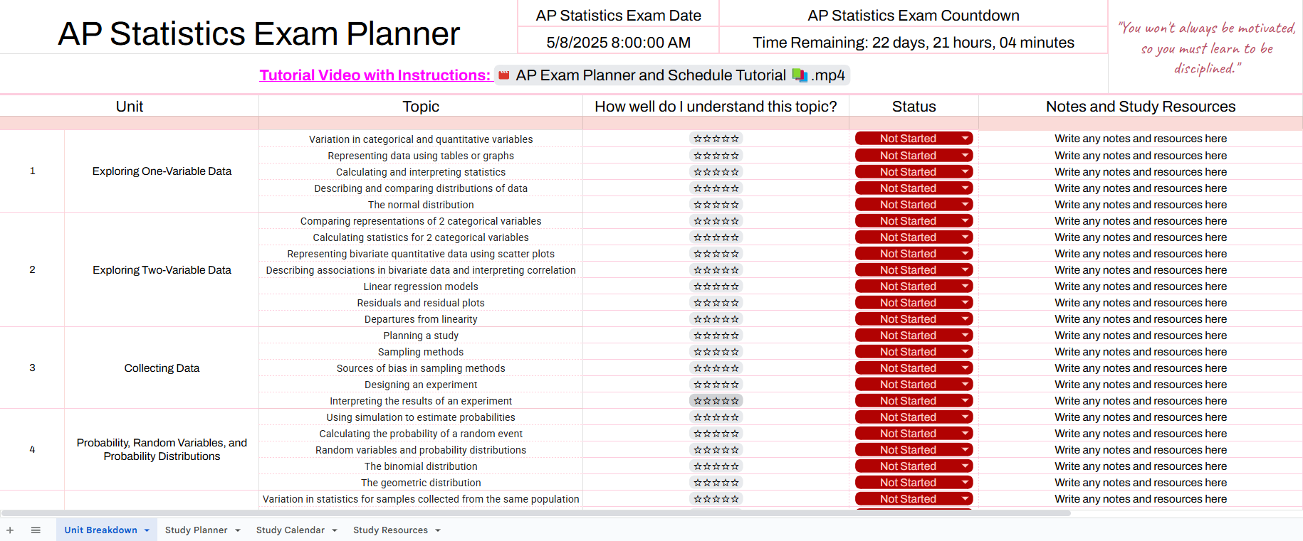 AP Statistics Exam Study Planner and Schedule - Payhip