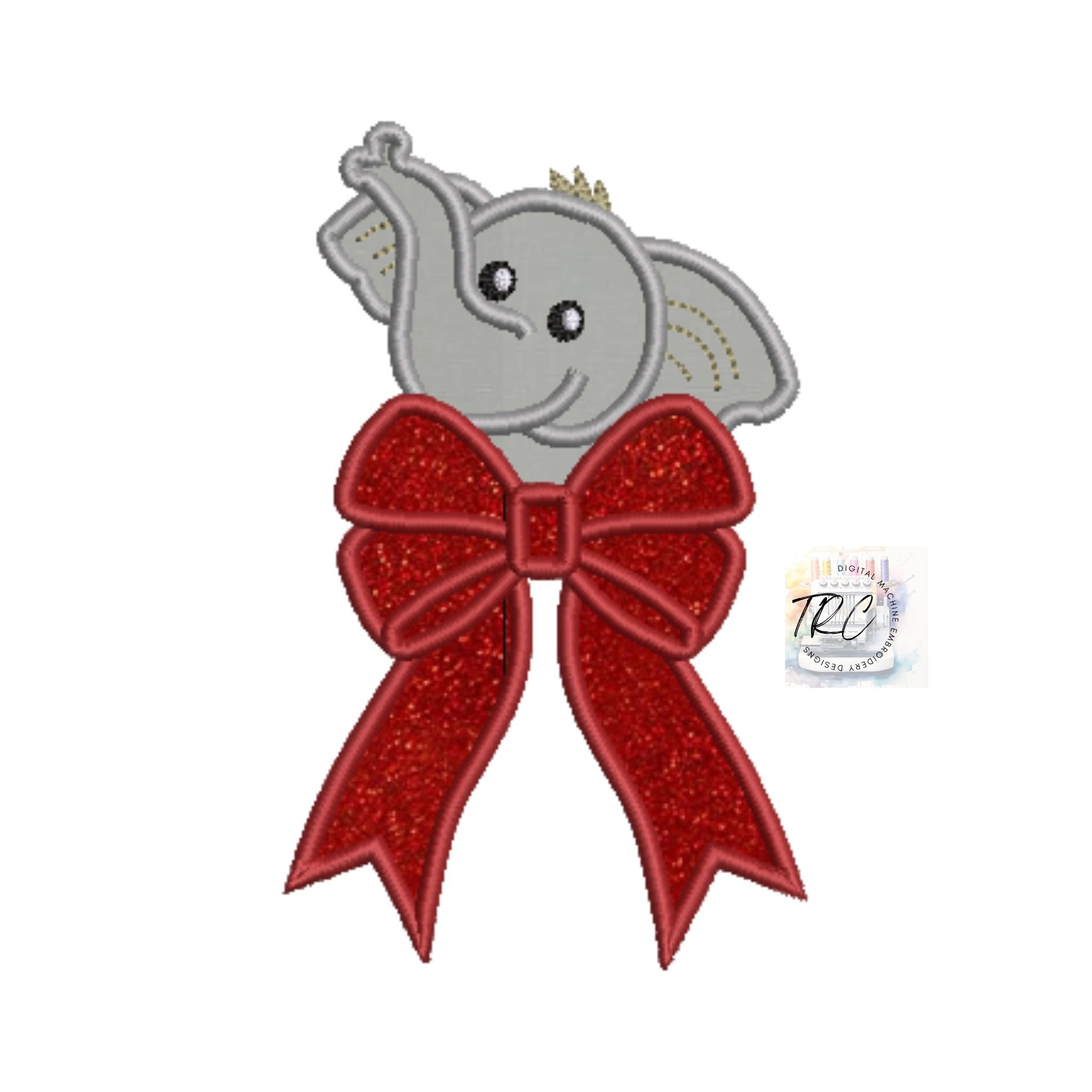 Elephant Bow Applique Design