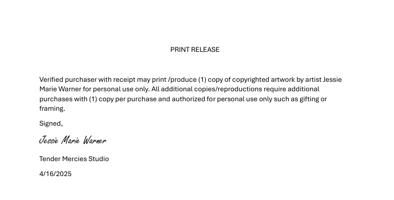 Art Print Download with Print Release (Print 1 copy per purchase ...