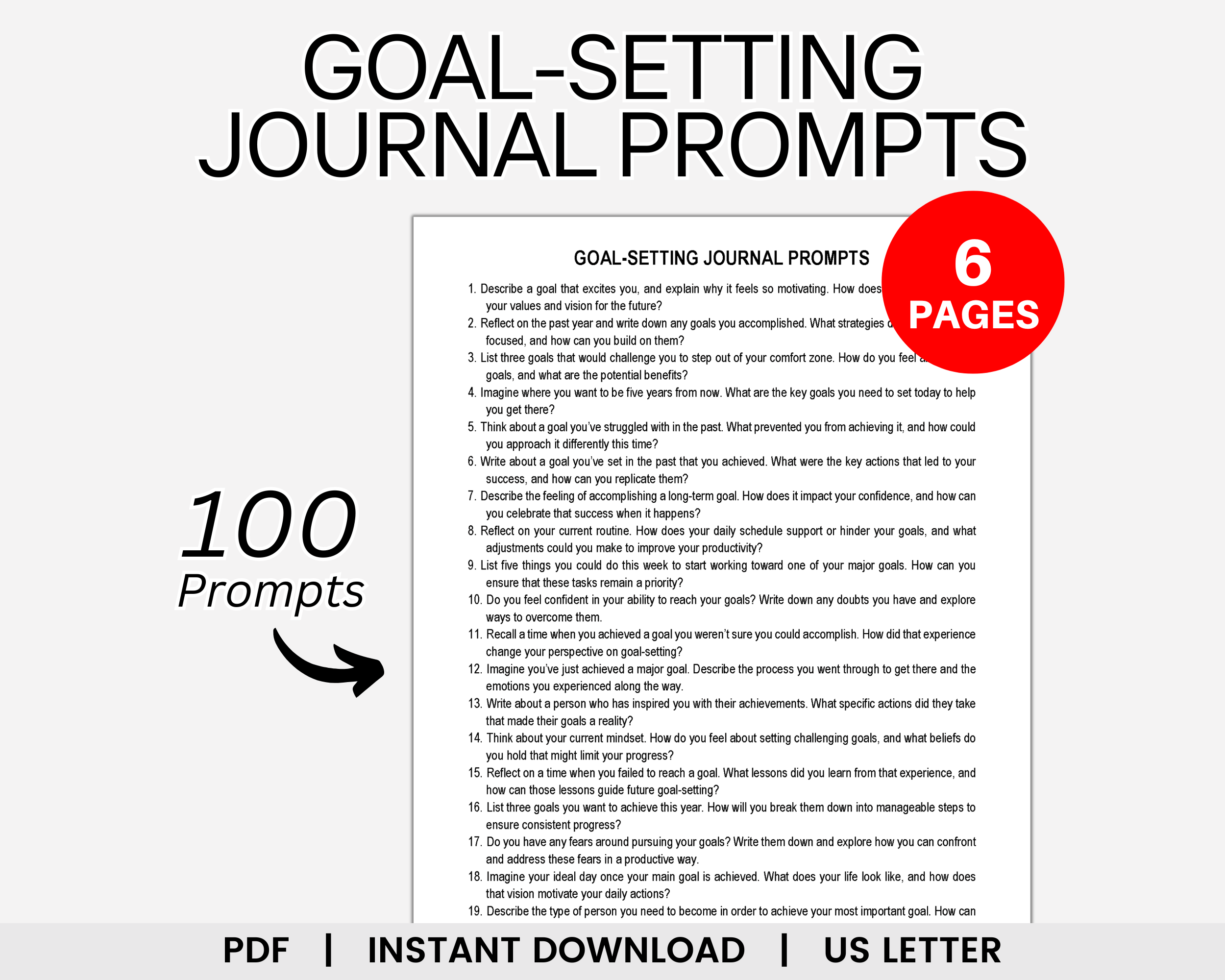 Goal Setting Journal Prompts, Goal Journal, Goal Planner, Life Goals ...