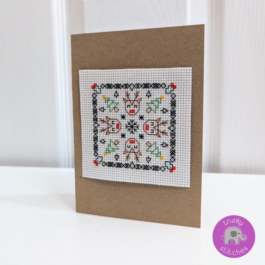 Christmas reindeer sampler - free blackwork pattern