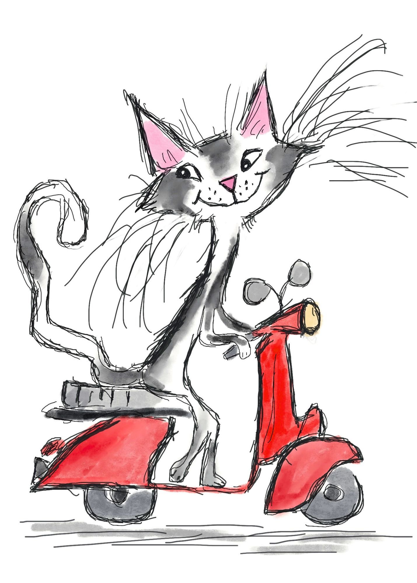 Sketchy Cats No. 6: Speedy Cat, Printable Art - Payhip