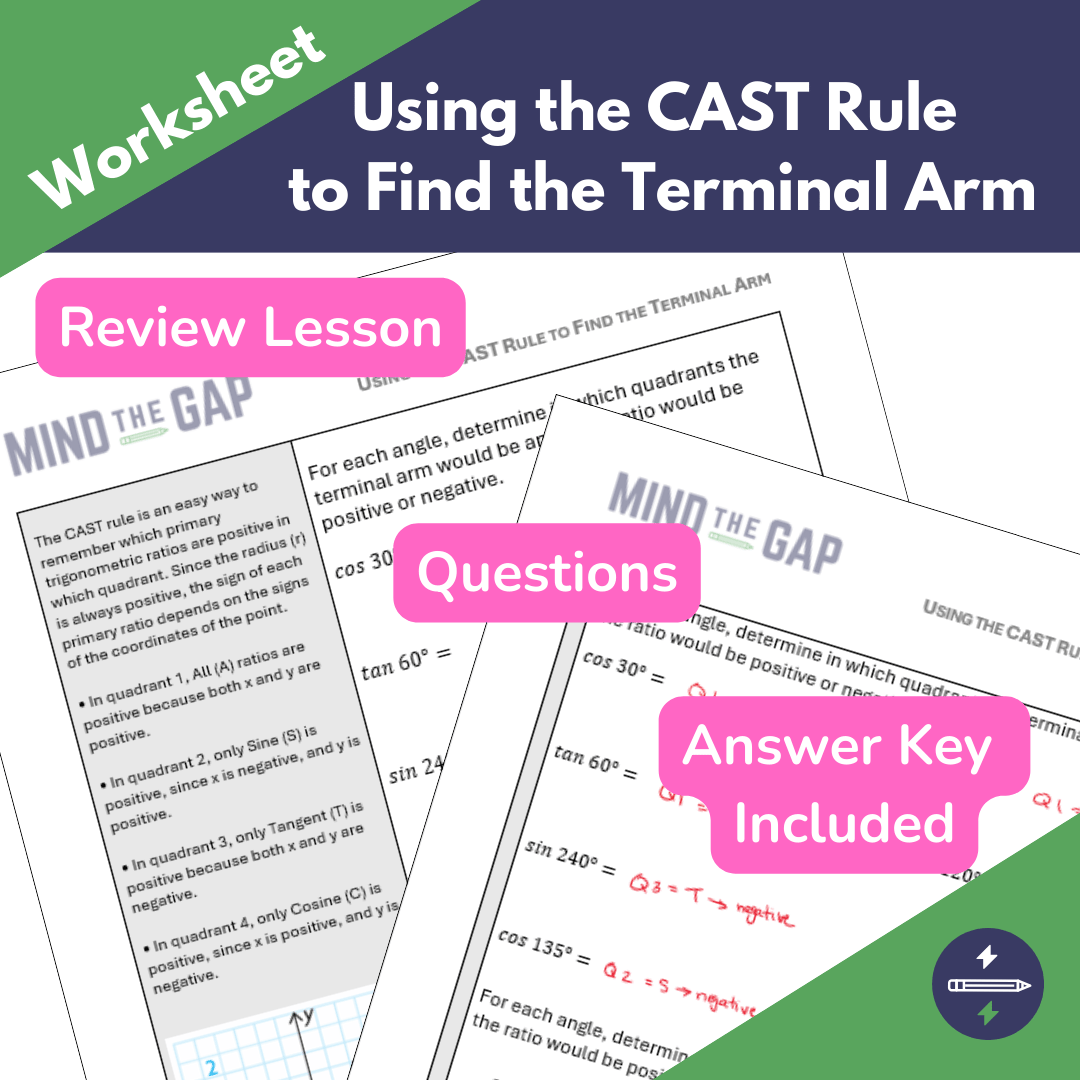 Trigonometry Worksheet - CAST Rule - Math - Payhip